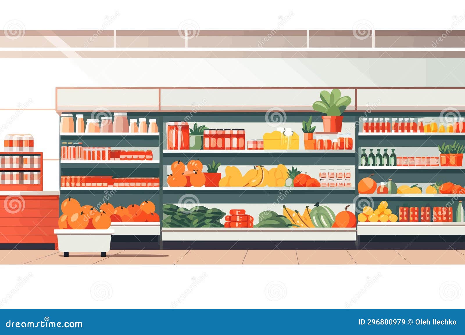 Supermarket Interior Vector Flat Minimalistic Isolated Illustration ...
