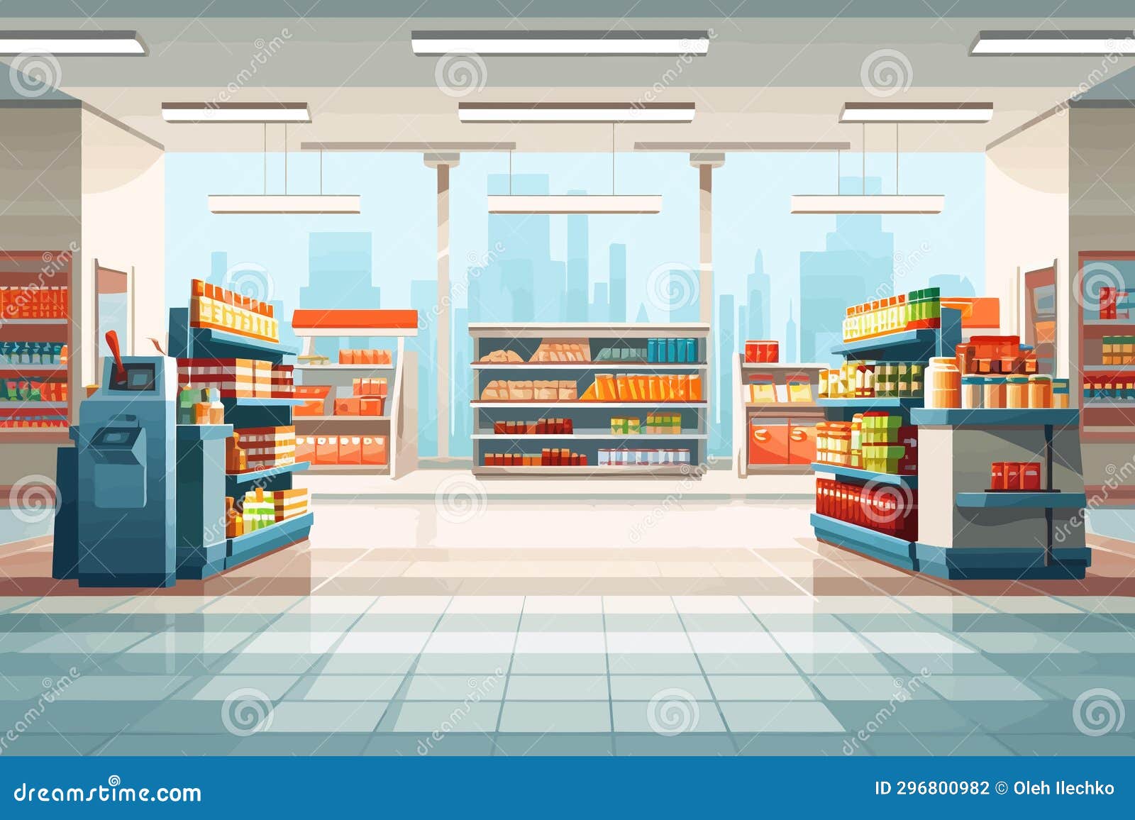 Supermarket Interior Vector Flat Minimalistic Isolated Illustration ...