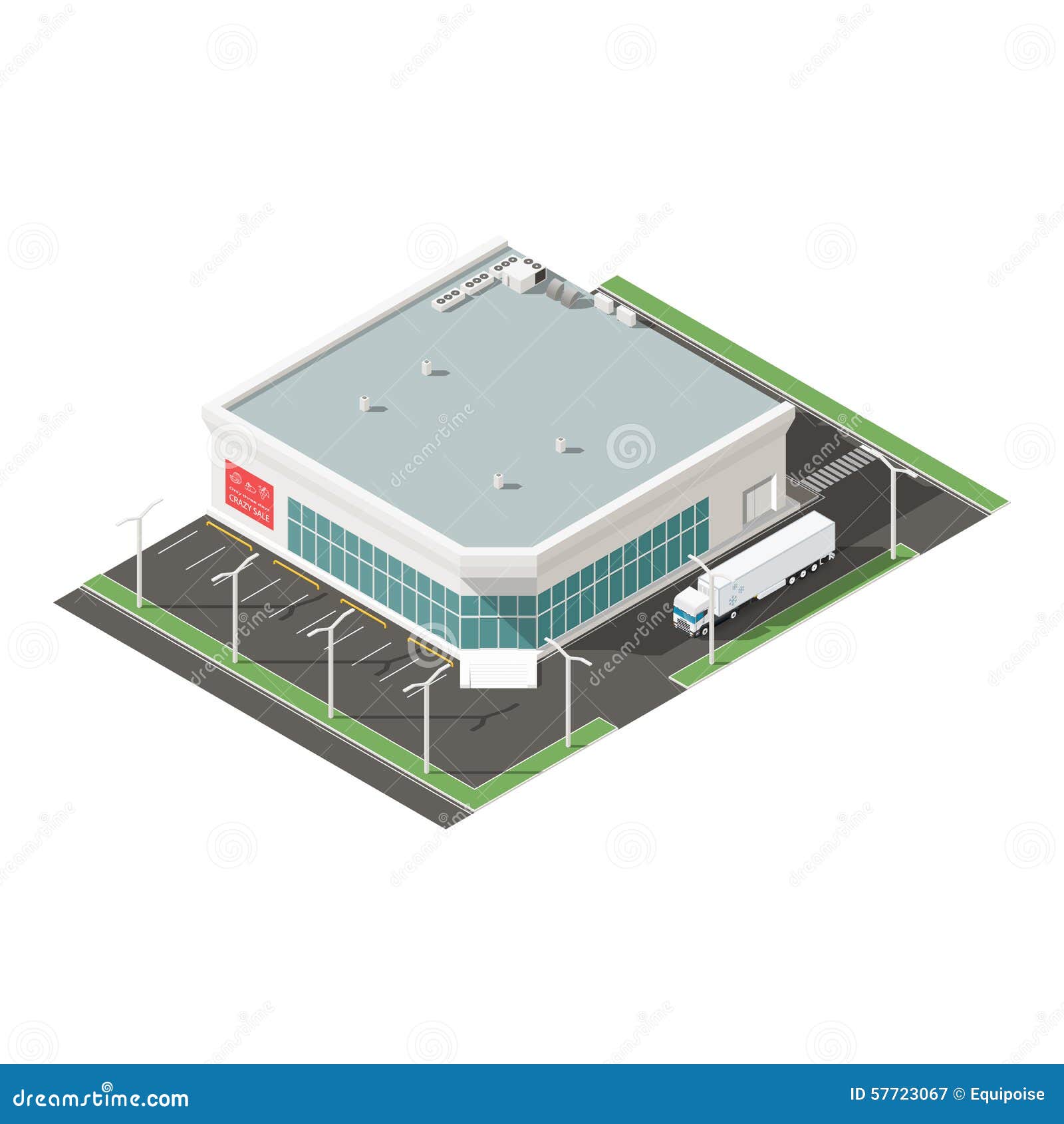 Supermarket Isometric Equipment Set. Coffee Cans Shopper With Basket ...