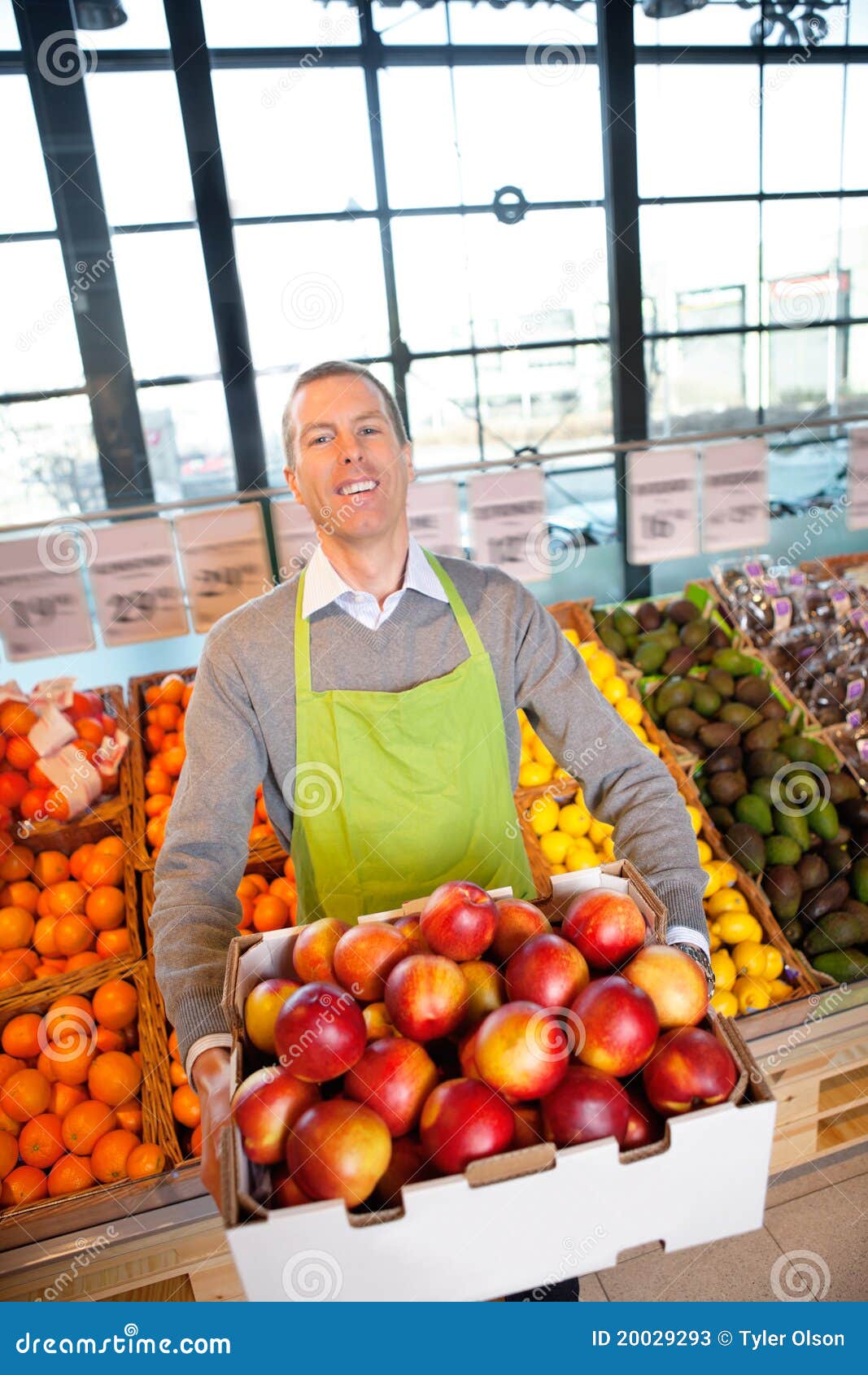 Supermarket Owner with Fresh Produce Stock Image - Image of employee ...