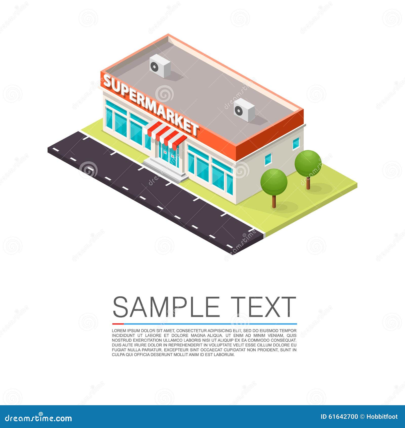 Supermarket on the Roadside Stock Vector - Illustration of door, store ...