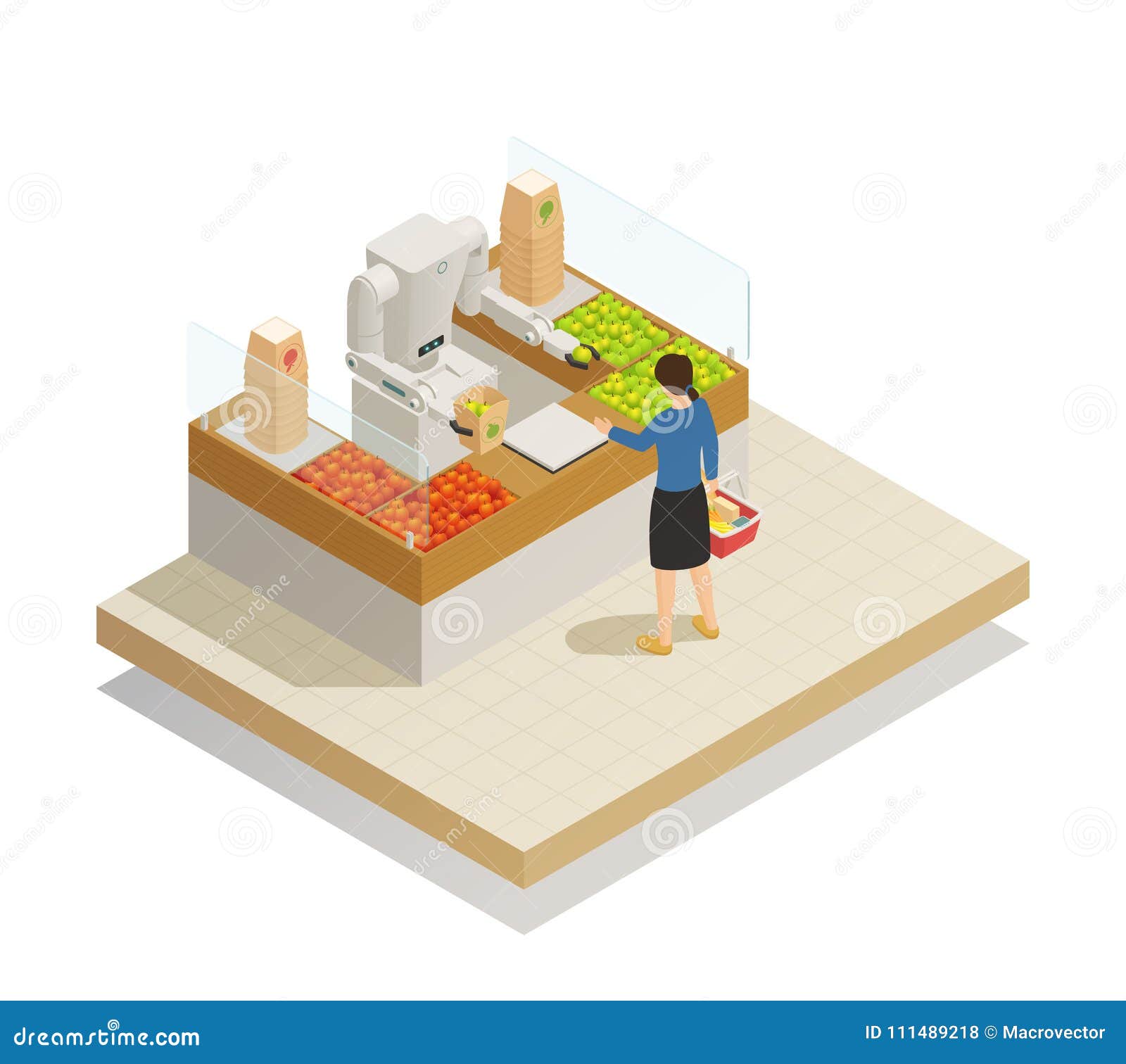 Supermarket Technologies Isometric Flowchart Poster Vector Illustration | CartoonDealer.com ...