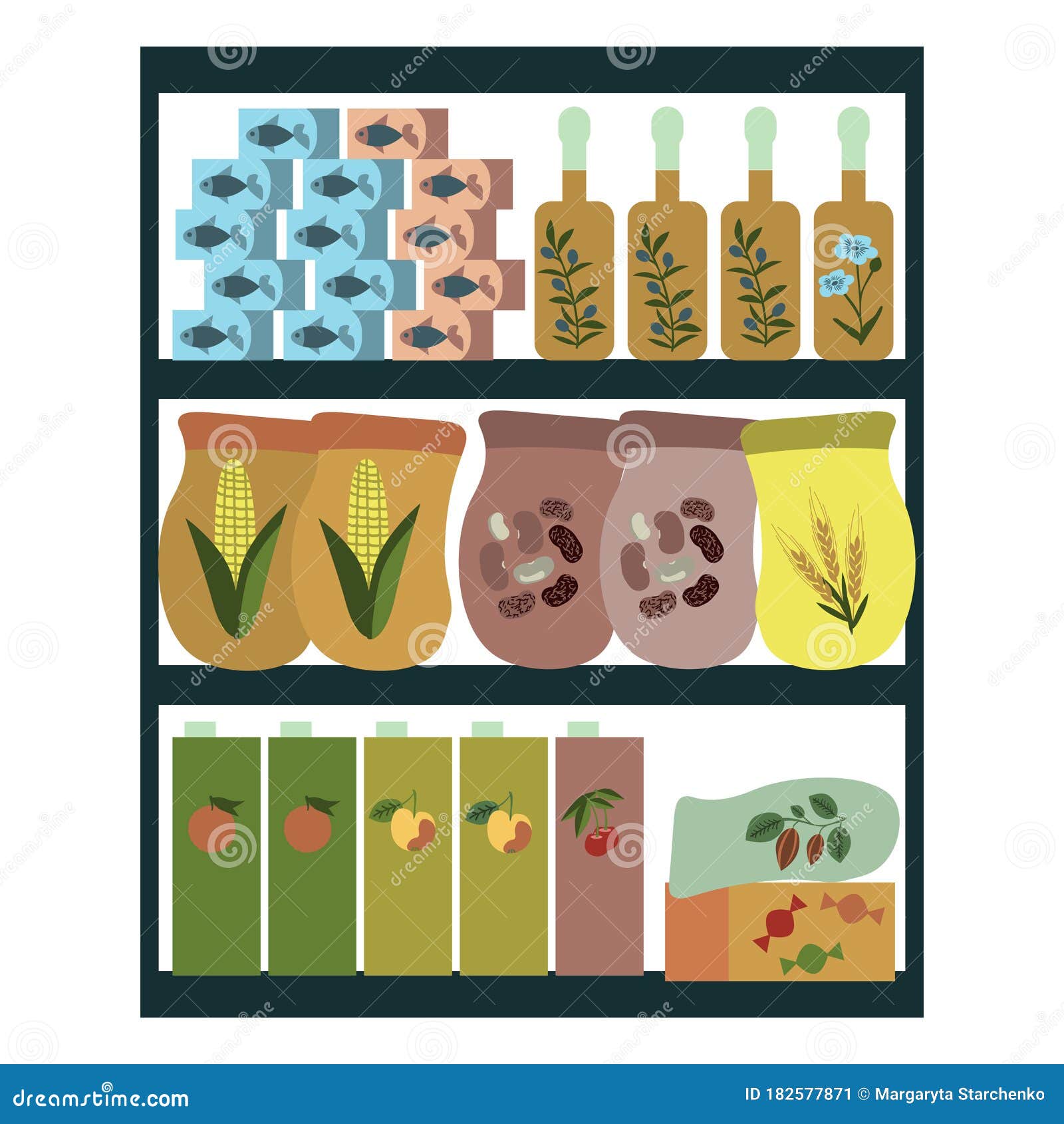 Supermarket shelf vector stock vector. Illustration of juice - 182577871