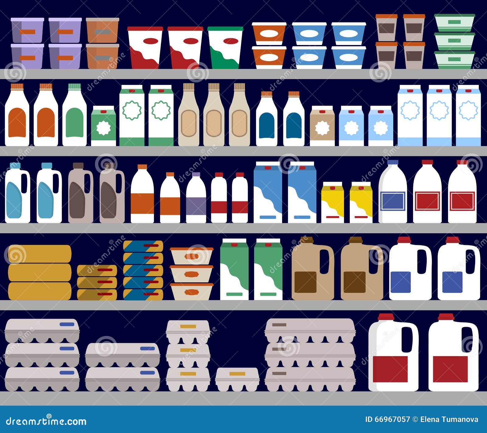 Supermarket. Shelves And Fridges With Food Stuff. Vector Illustration ...