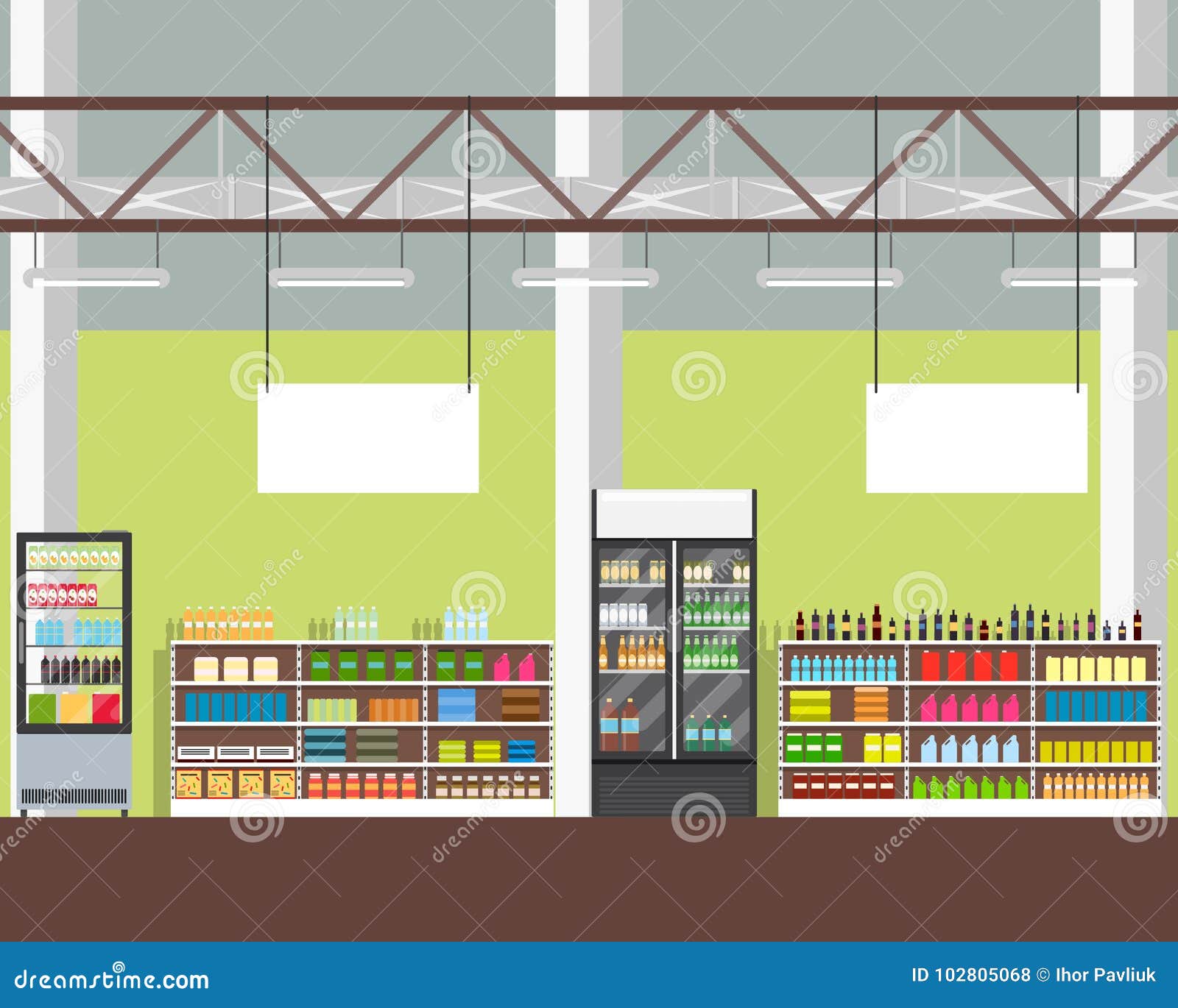 The Supermarket shelves stock vector. Illustration of grocery - 102805068