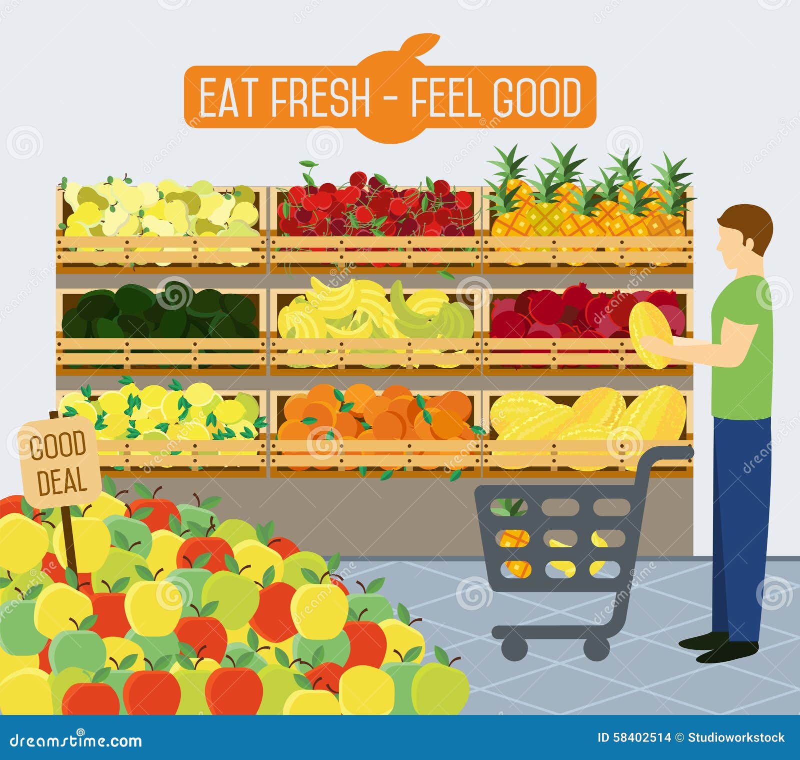 Supermarket Shelves of Vegetables. Stock Vector - Illustration of ...