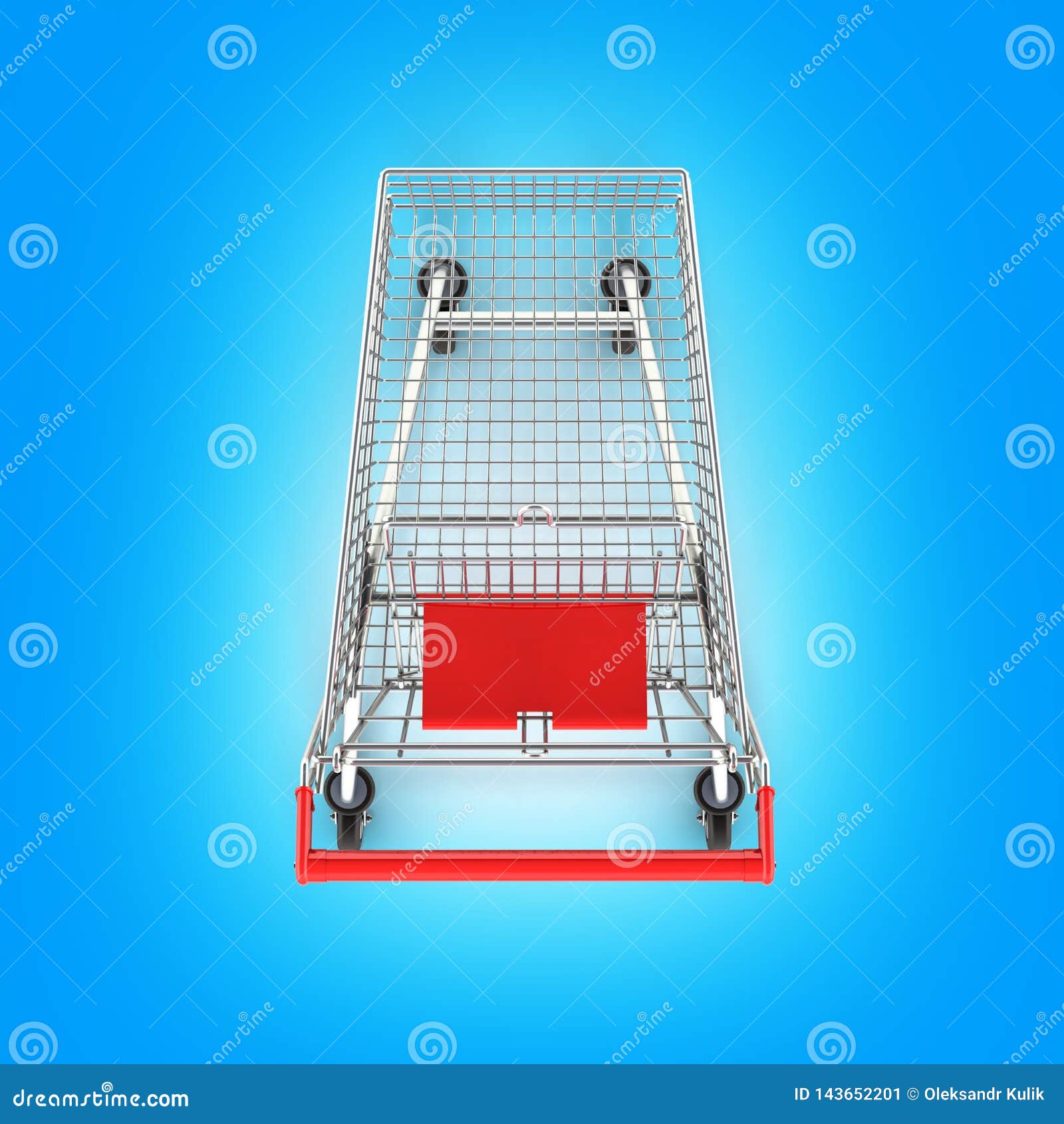Supermarket Shopping Cart Top View on Blue Gradient Background 3d Stock ...
