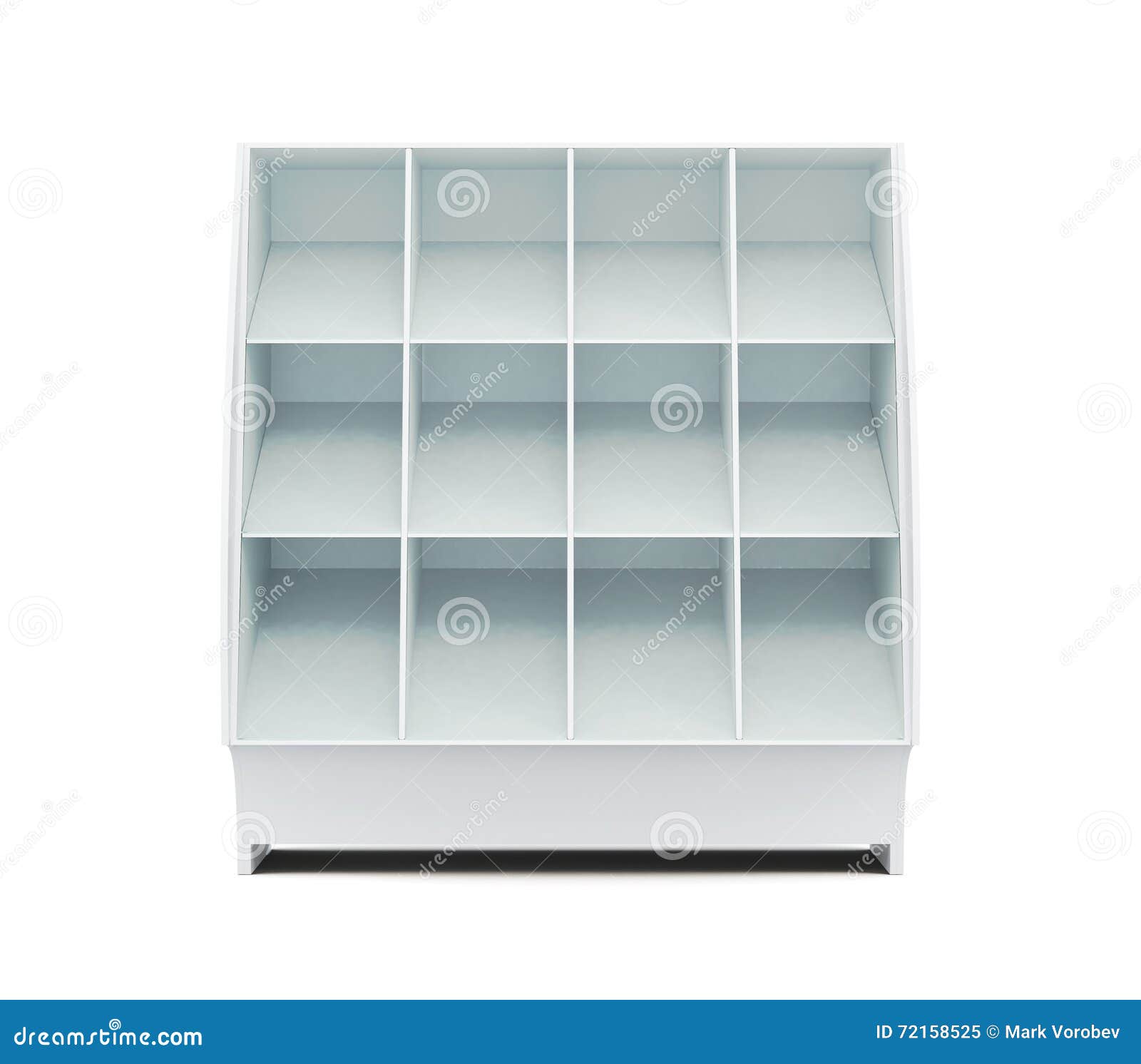 Supermarket Showcase with Shelves on White Background. Stock ...