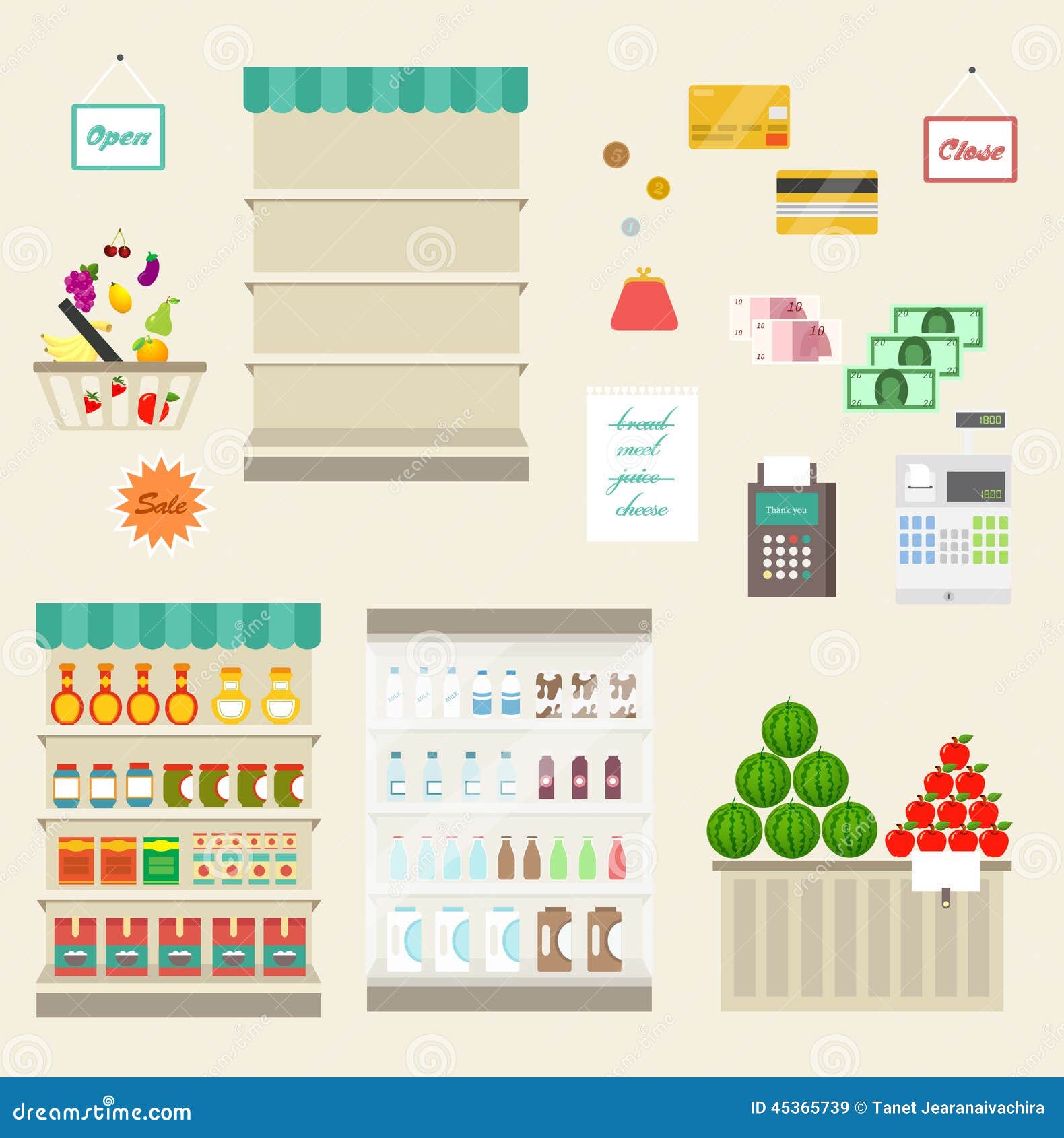 Supermarket Vector Line Icons Set. Grocery, Store, Market, Shopping ...