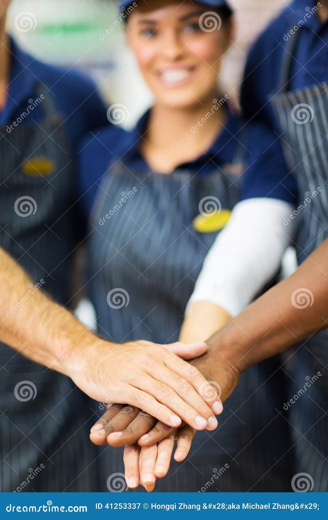 Supermarket Workers Hands Together Stock Image - Image of employment ...