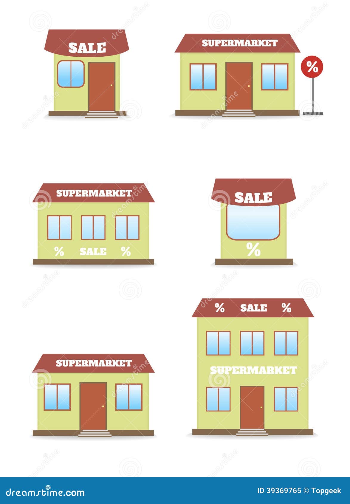 Supermarkt, Winkel, De Reeks Van Het Opslagpictogram Vector Illustratie ...