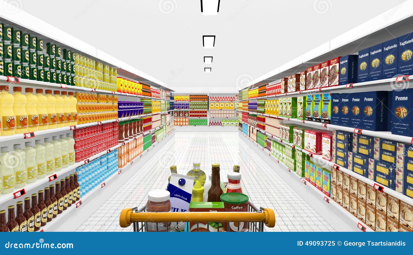 Supermarktinnenraum Und -einkaufen Stock Abbildung - Illustration von ...