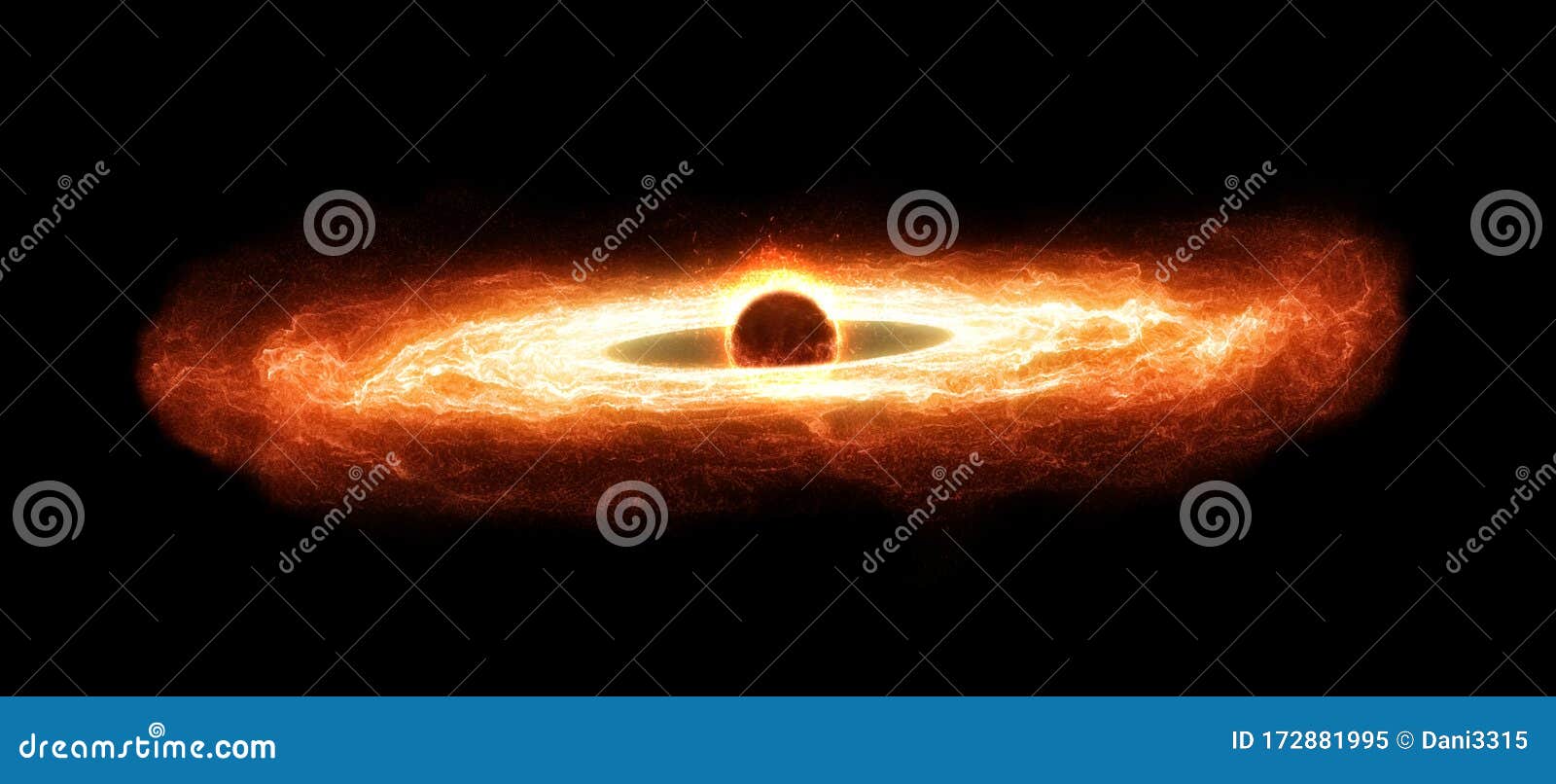 Supermassive Black Hole Or Solar Eclipse. Blue Deep Space. The Black ...