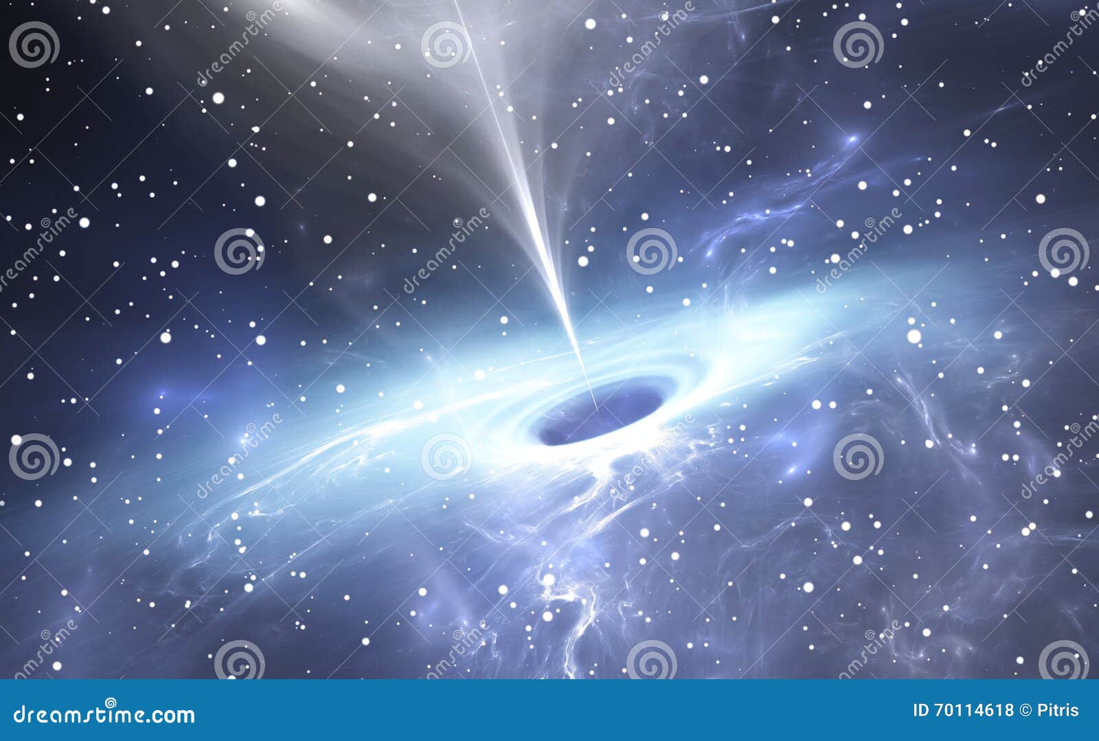 Supermassive Black Hole Or Solar Eclipse. Blue Deep Space. The Black ...