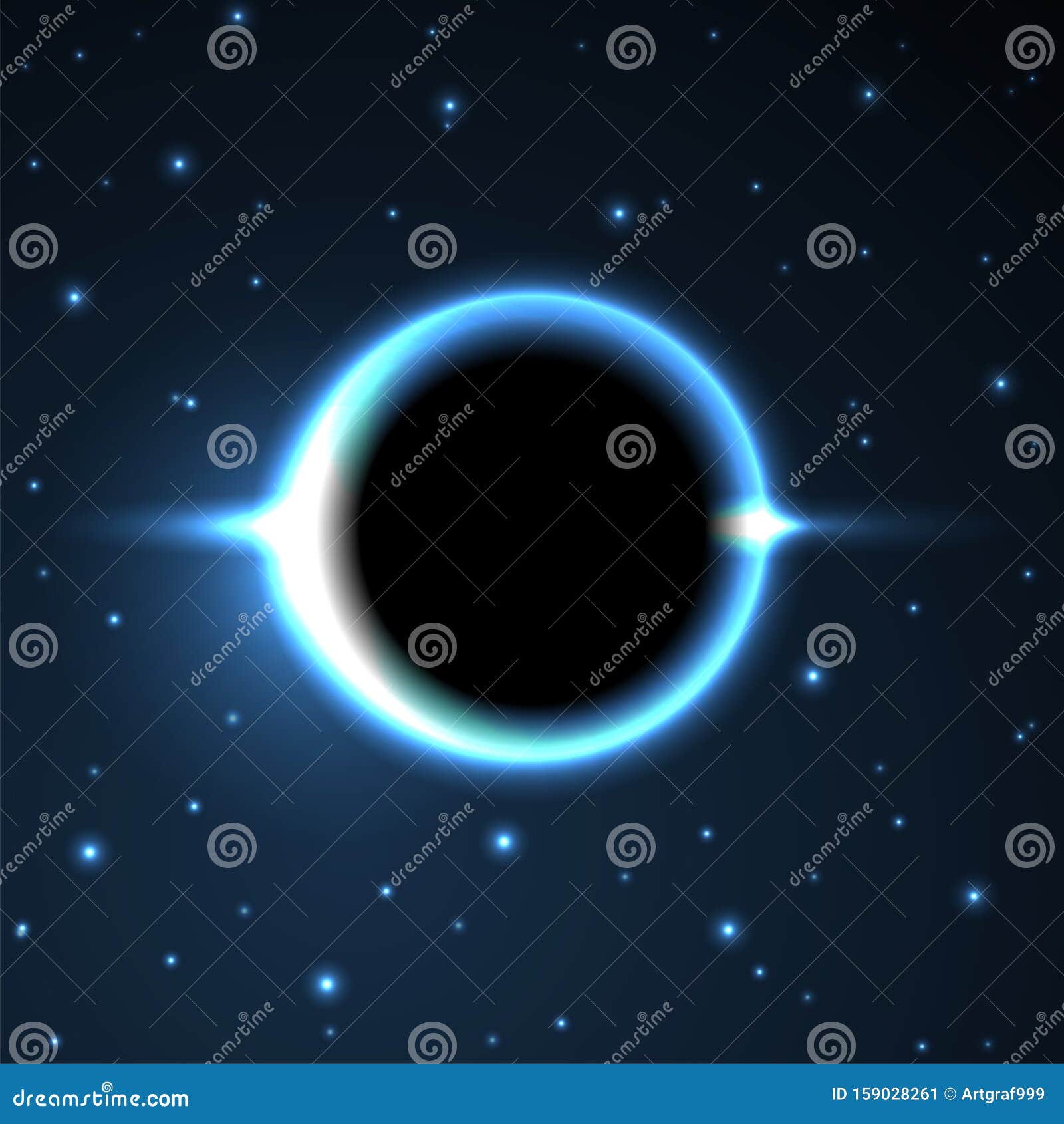 Supermassive Black Hole or Solar Eclipse. Blue Deep Space. the Black ...