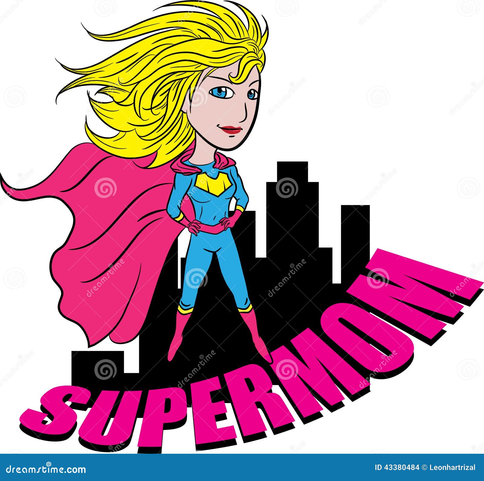 Supermom stock vector. Illustration of girl, flying, pretty - 43380484