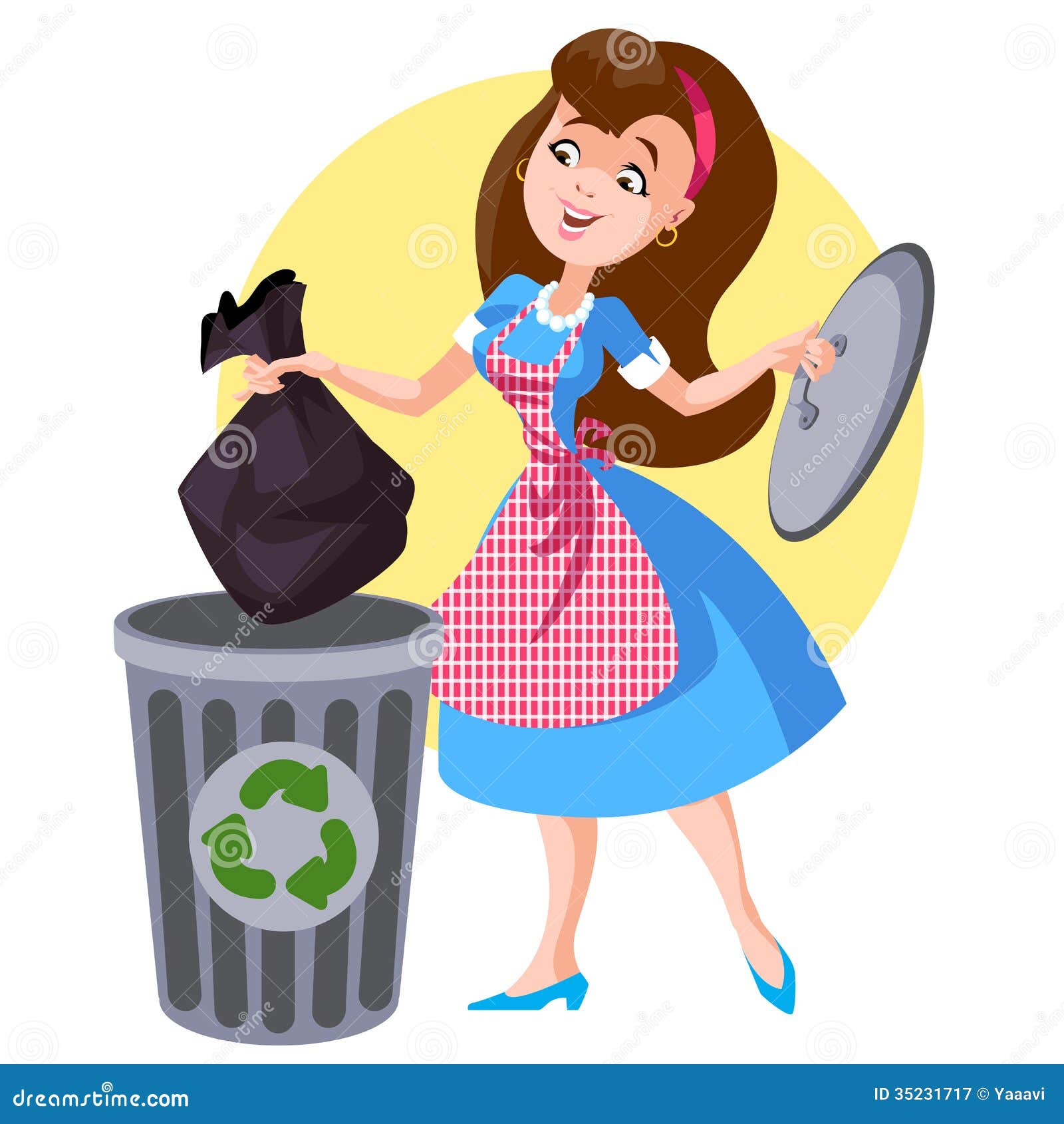 Girl Taking Out The Trash Clipart