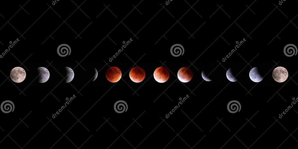 Supermoon Total Lunar Eclipse Moon Collage Stock Photo - Image of phases, moon: 60505712