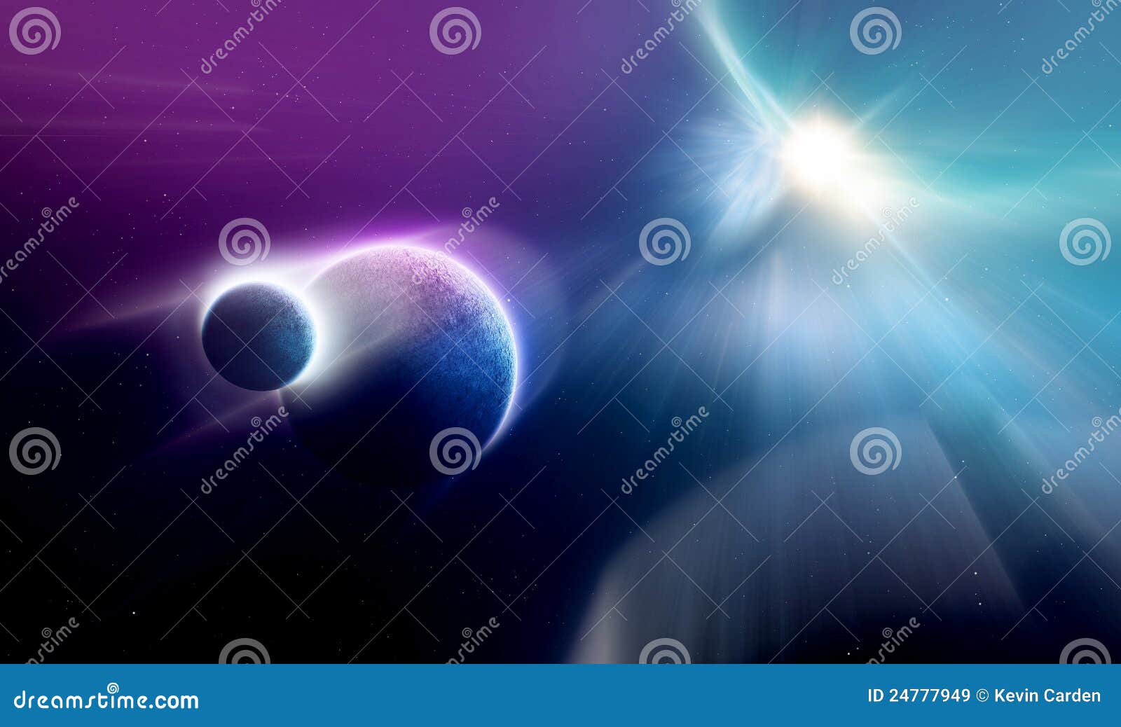 Supernova Con El Planeta Y La Luna Stock de ilustración - Ilustración ...