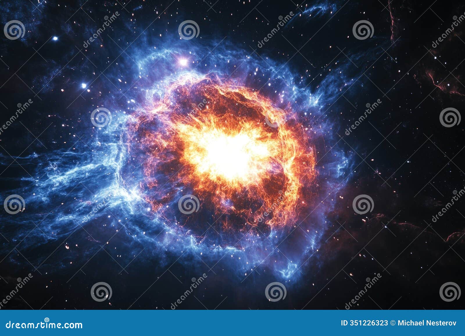 Supernova Exploding in the Deep Space with Surrounding Nebula and ...