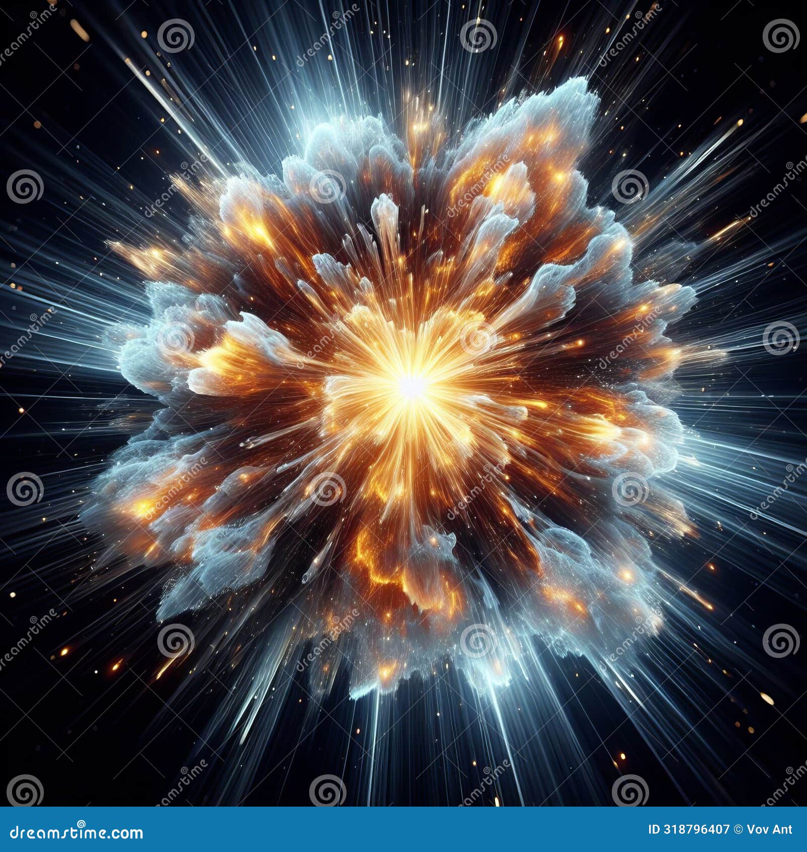 Supernova Explosion Effect An Intense Burst Of Light And Energ Royalty ...
