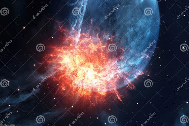 Supernova Explosion in a Faraway Galaxy, Visible from Afar Stock ...
