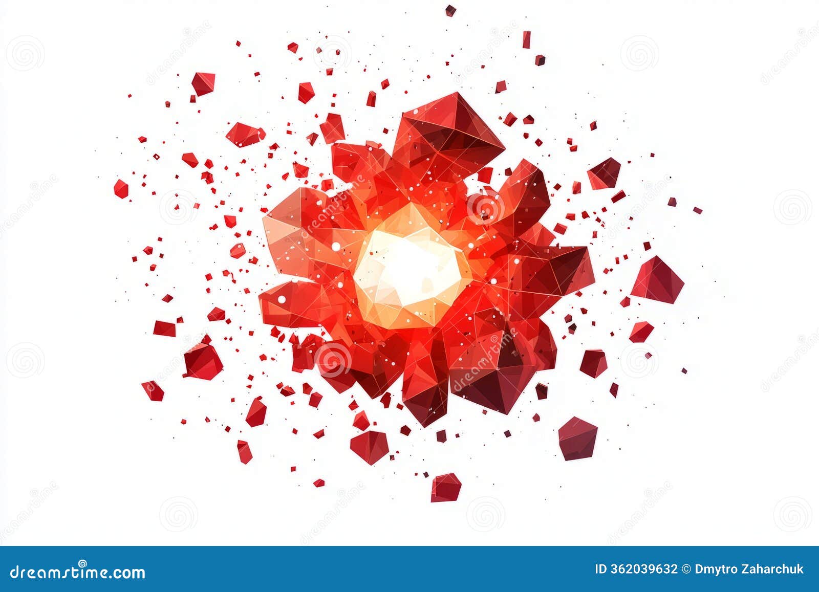 Supernova Explosion with Glowing Red Hexagons Expanding Outward, Low ...