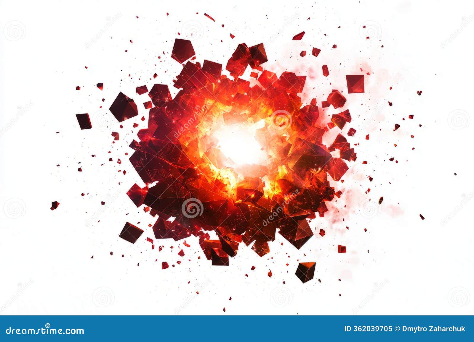 Supernova Explosion with Glowing Red Hexagons Expanding Outward, Low ...