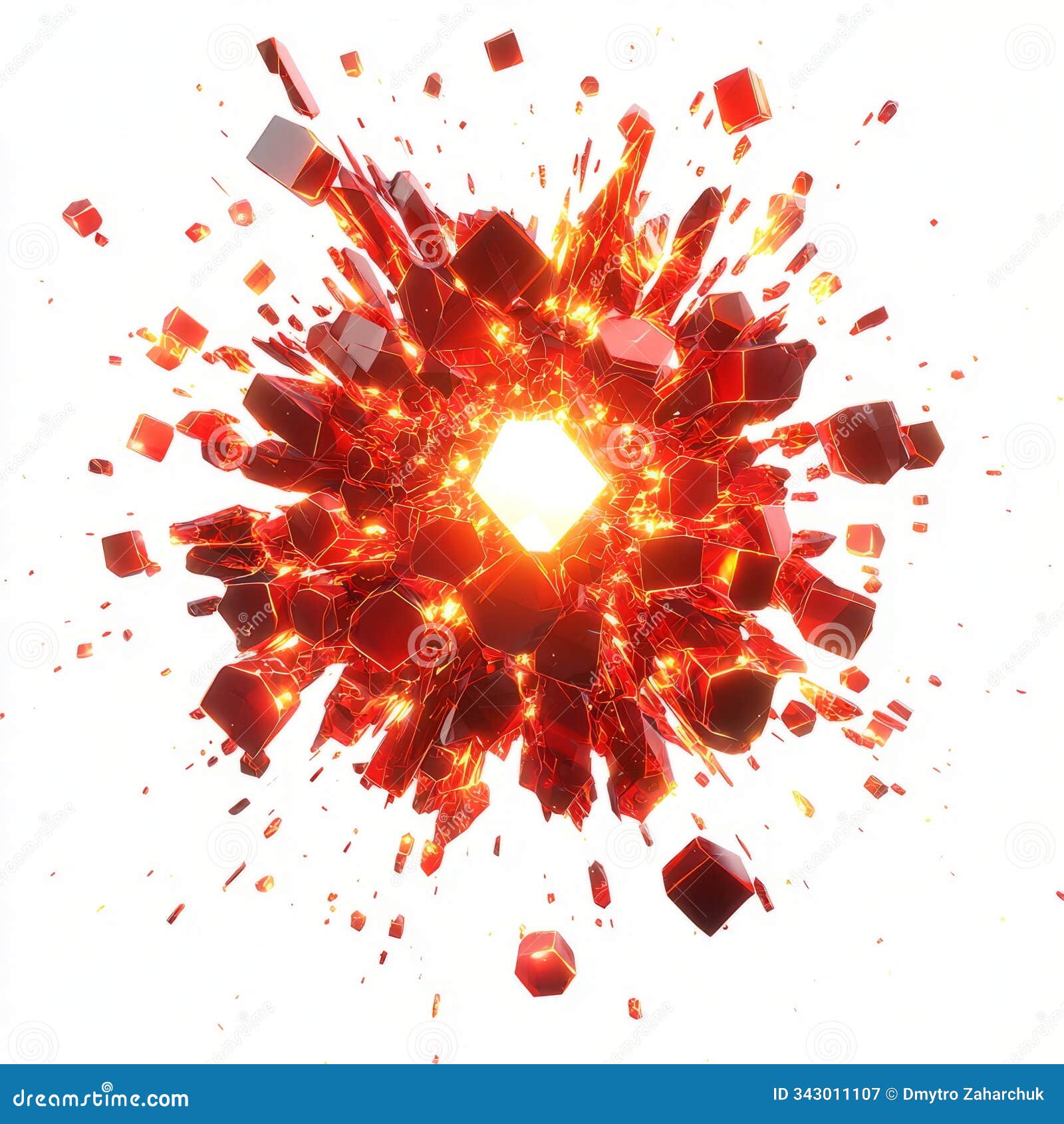 Supernova Explosion with Glowing Red Hexagons Expanding Outward, Low ...