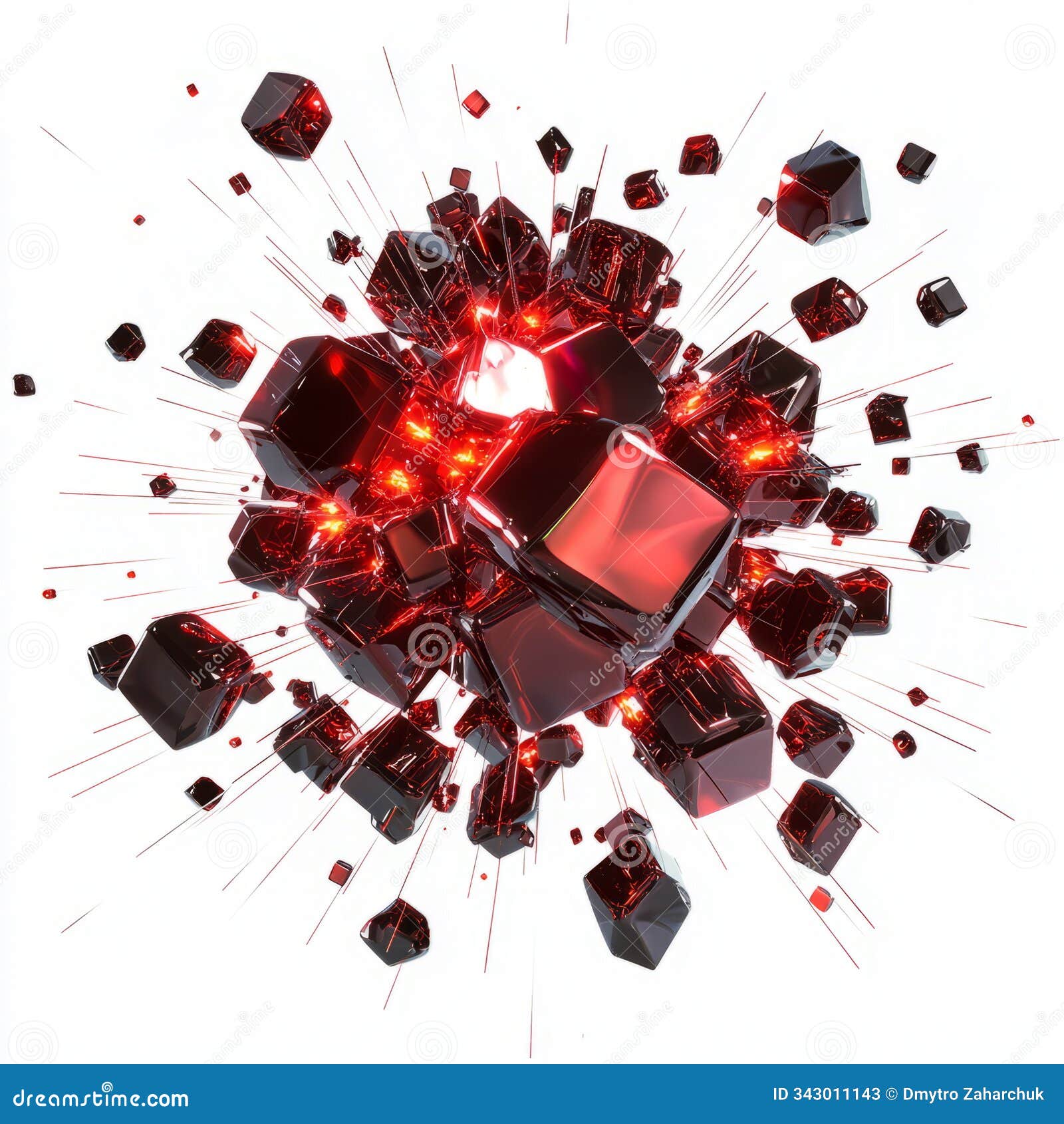 Supernova Explosion with Glowing Red Hexagons Expanding Outward, Low ...