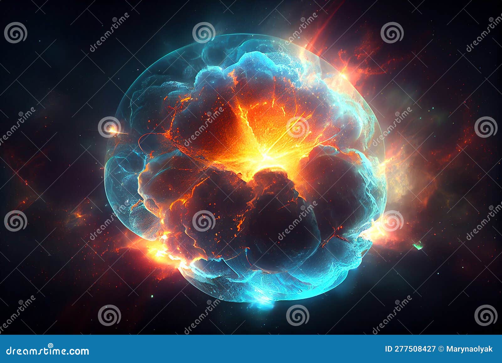 Supernova Explosion in Space, Cloud of Charged Particles, Generative Ai ...