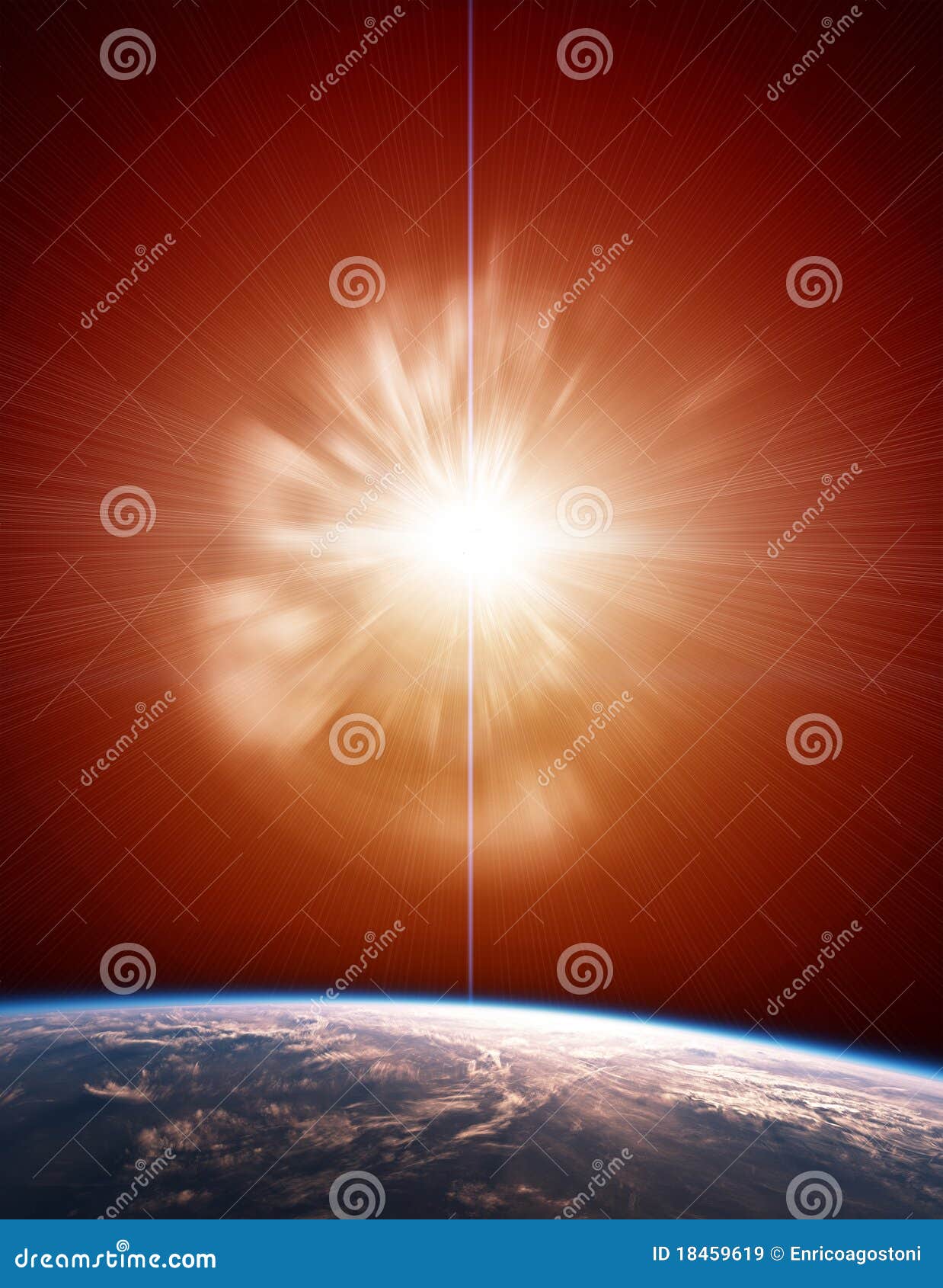 Supernova with Planet Earth Stock Illustration - Illustration of black ...