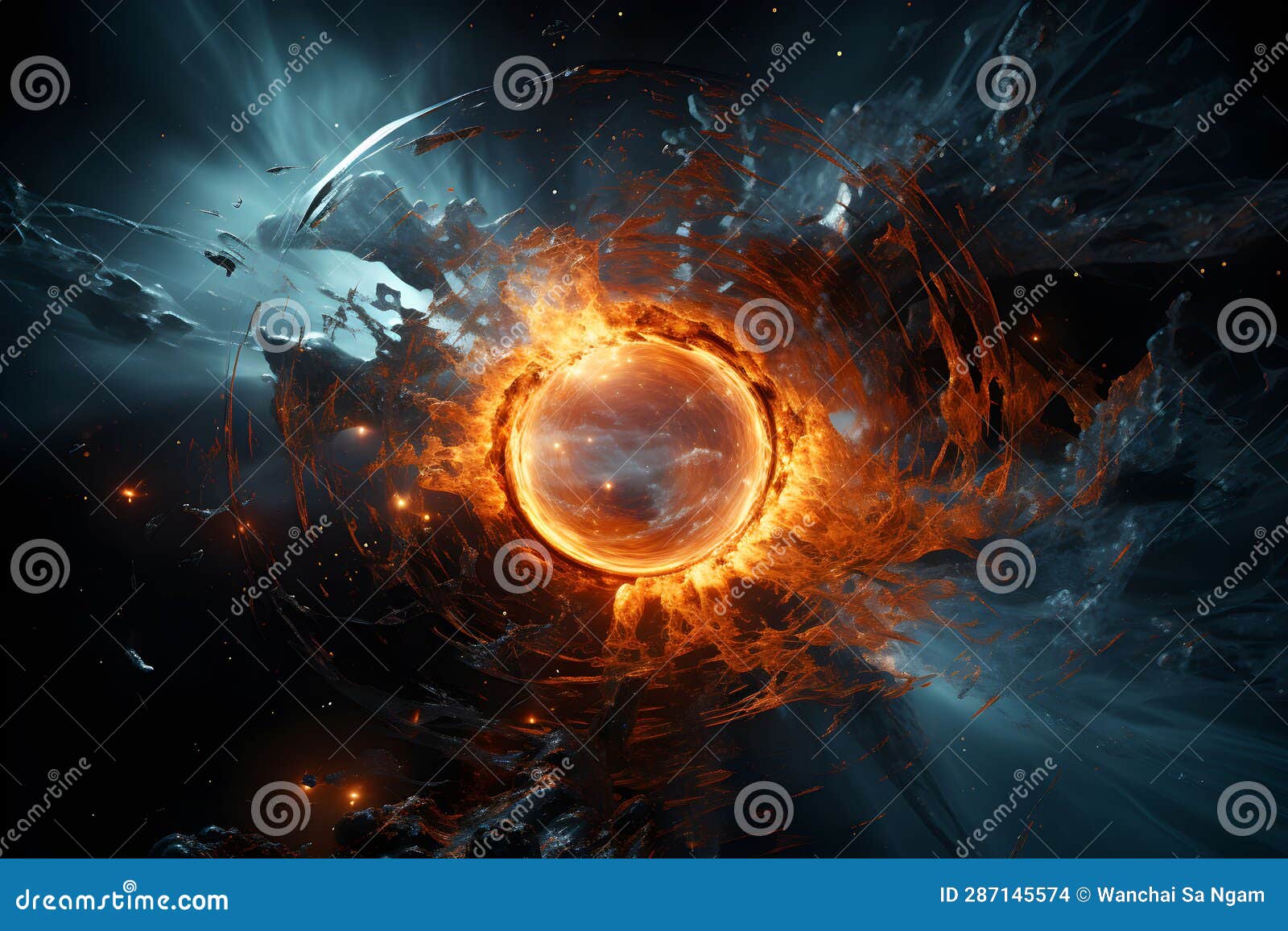 Supernova Water Bomb Graphics Orange Universe Space Galaxy.Generative ...