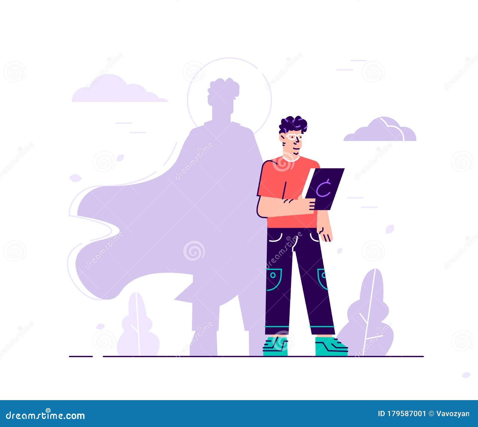 Vector Male with Superhero Shadow Stock Vector - Illustration of ...