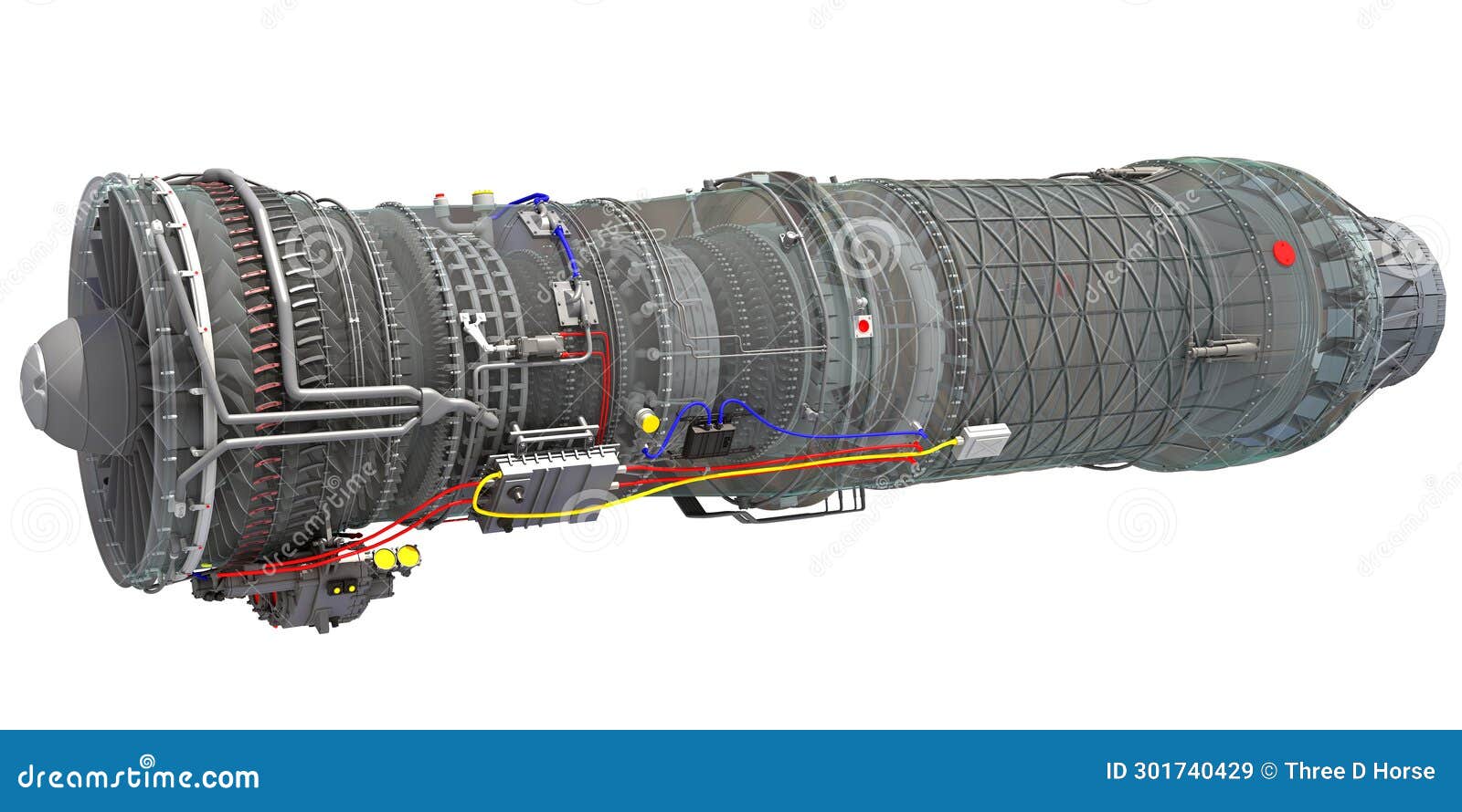 Supersonic Afterburning Turbofan Engine 3D Rendering Royalty-Free Stock ...