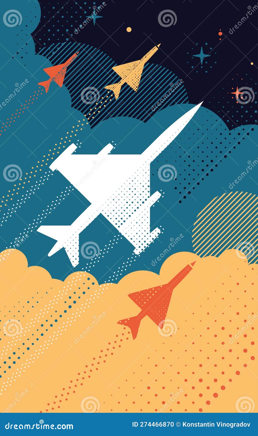 Supersonic Aircraft on the Background of Clouds Stock Vector ...