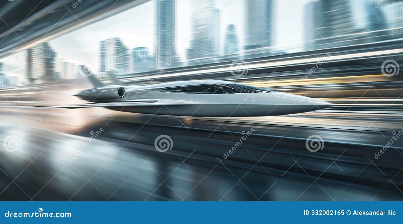 Supersonic Modern Plane Speeding Above the Runway. Motion Blur Trails ...