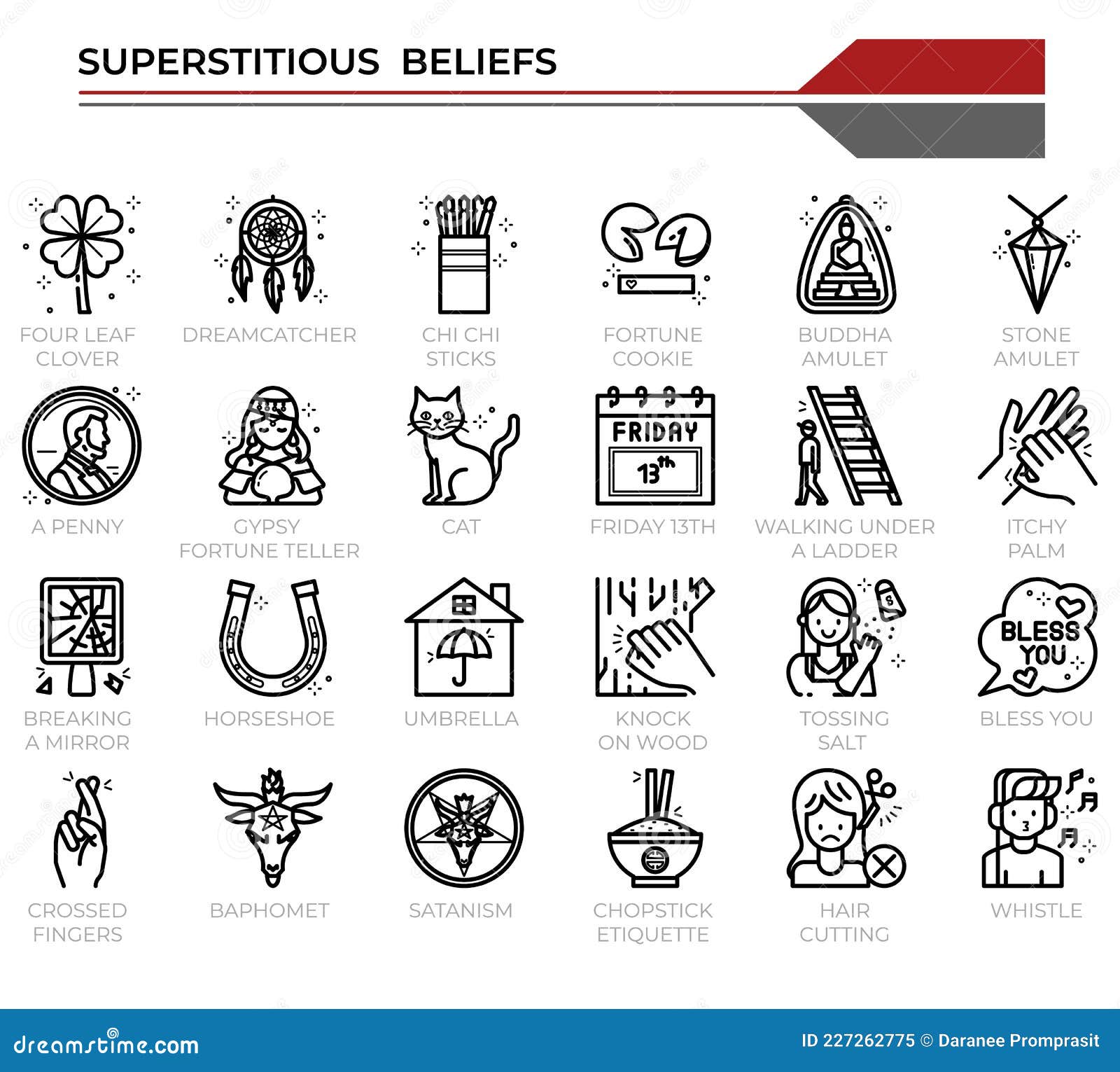 Superstitious Beliefs Icon Set Cartoon Vector | CartoonDealer.com ...
