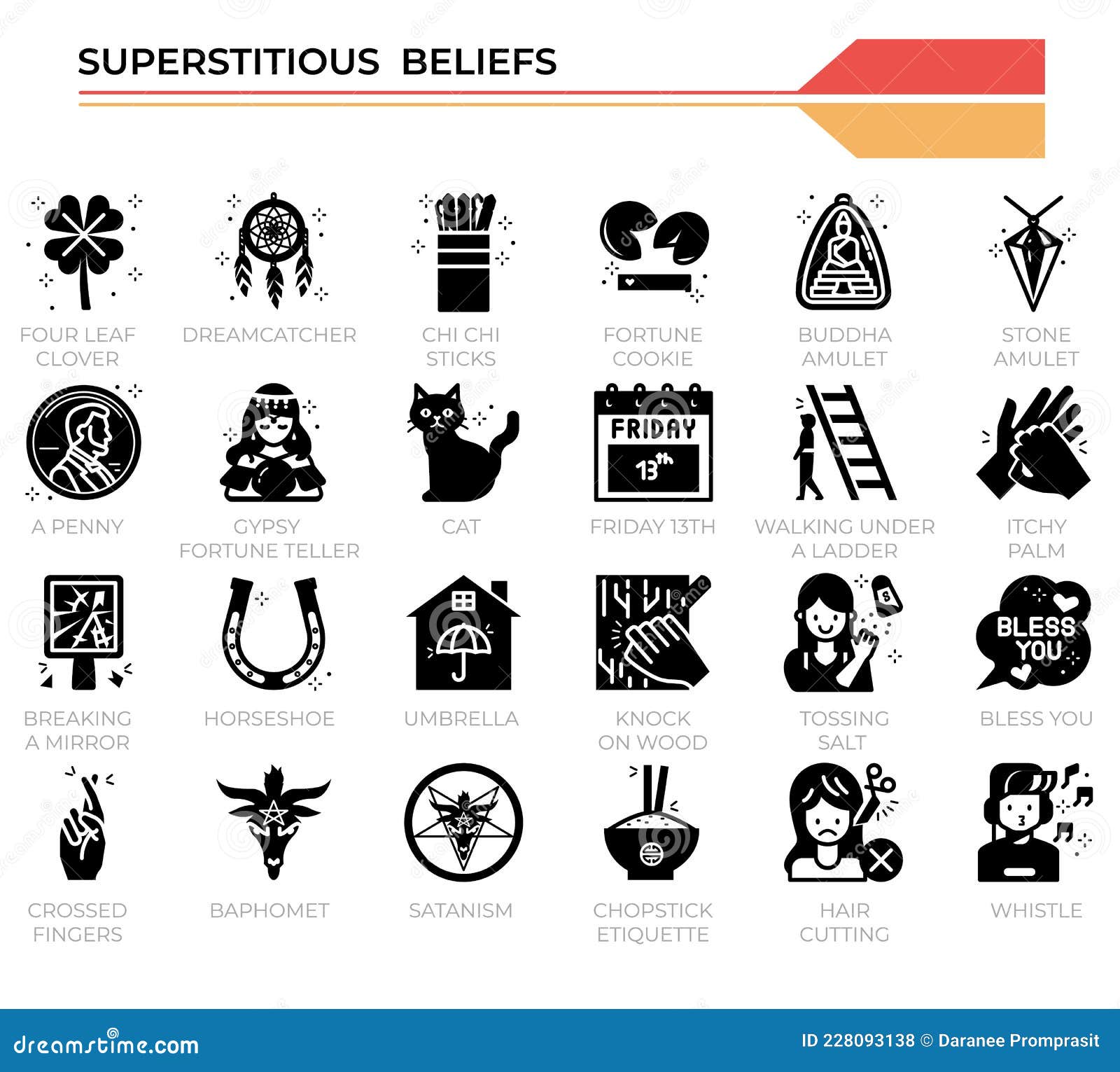 Superstitious Beliefs Icon Set Cartoon Vector | CartoonDealer.com ...