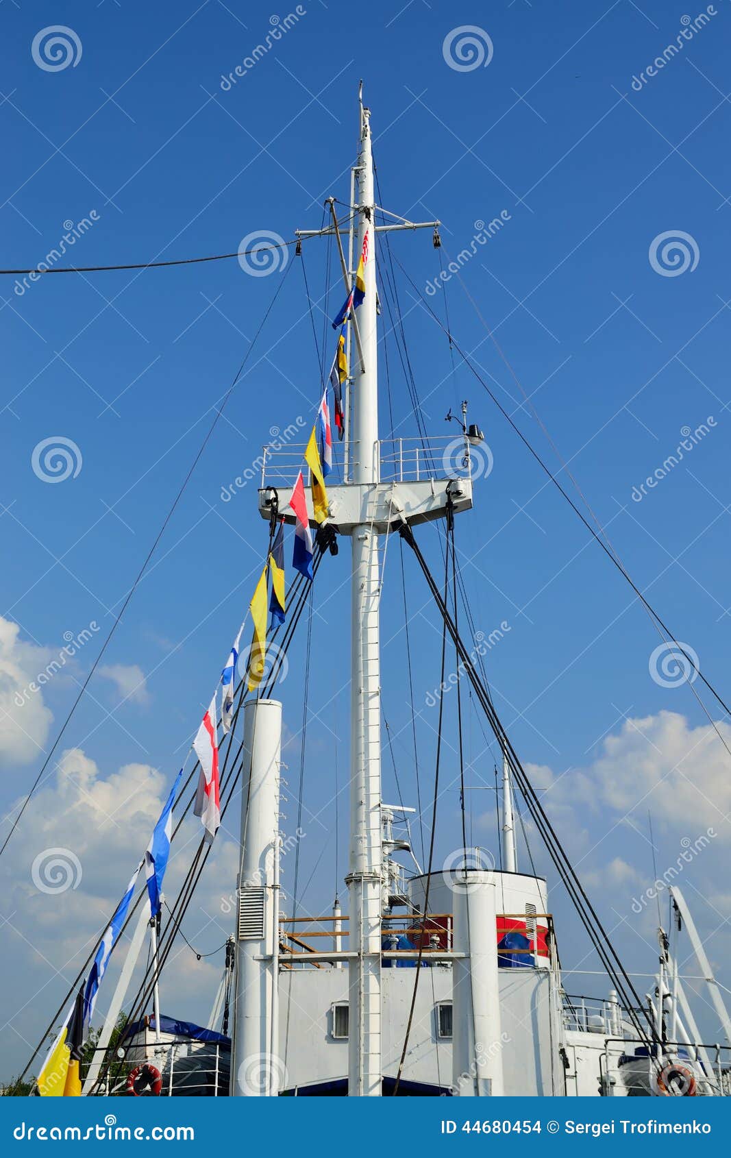 Superstructure of Ship and Flags Stock Photo - Image of marine, rope ...