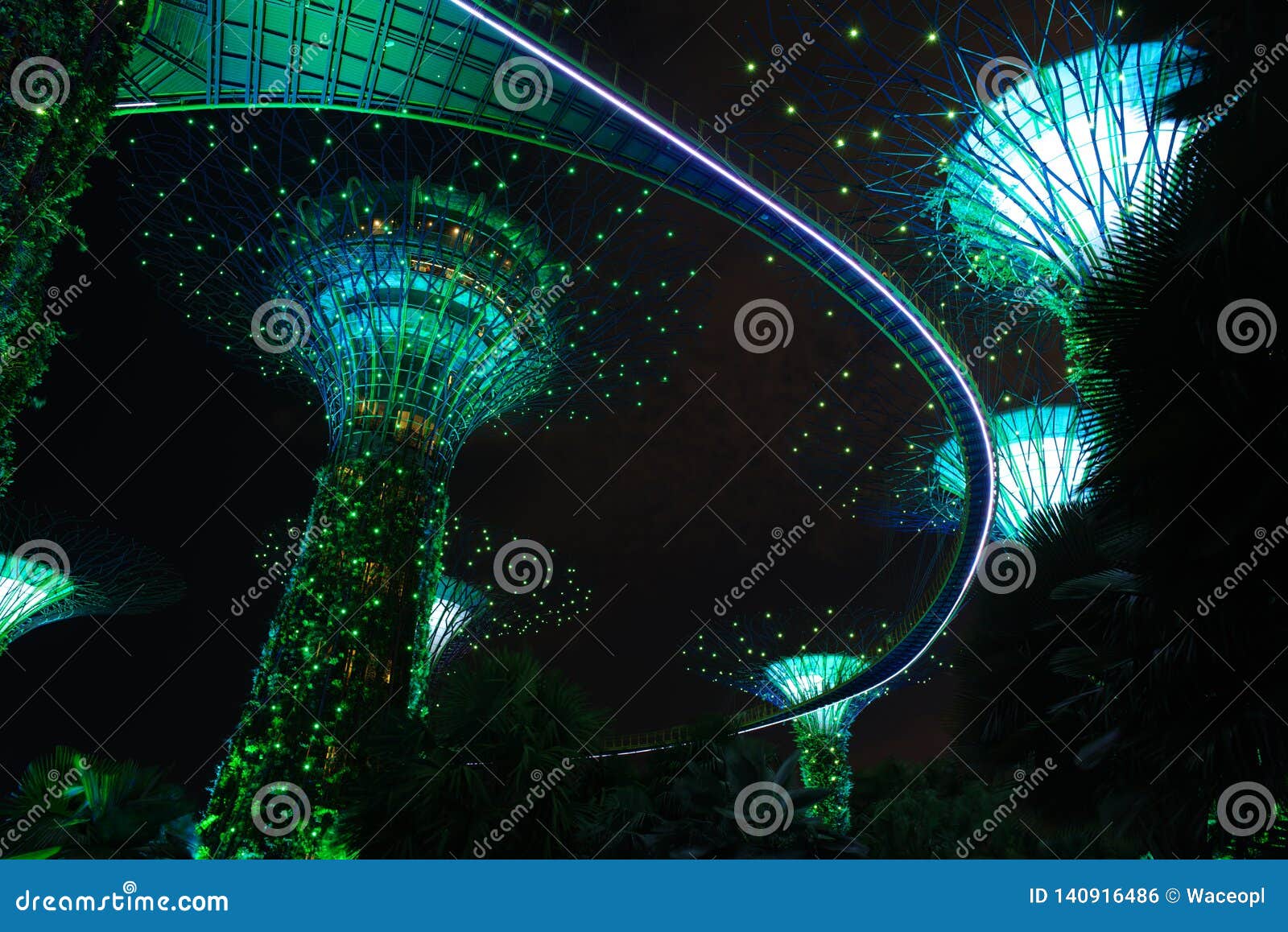 Supertrees at night stock photo. Image of tree, modern - 140916486