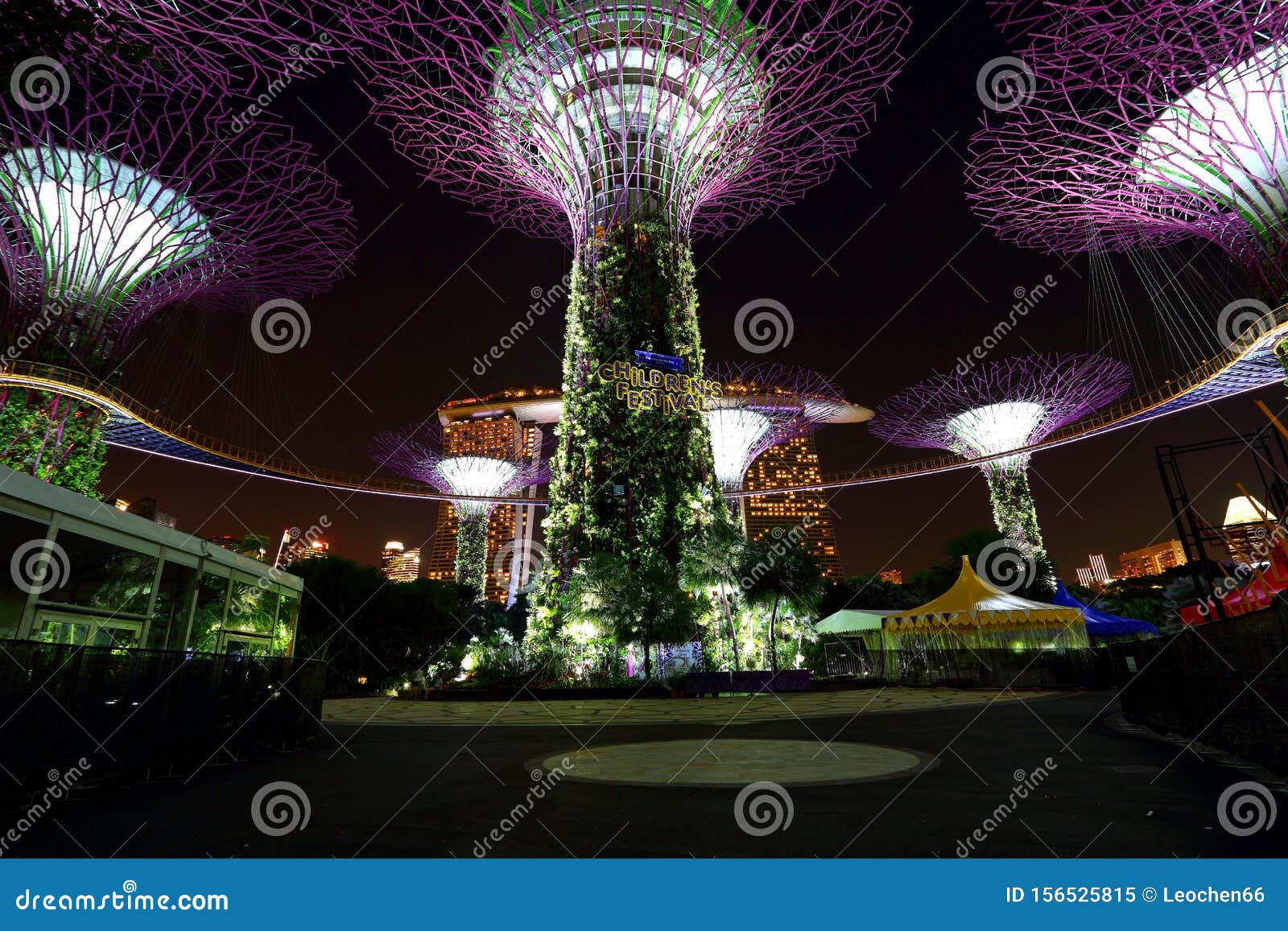Supertrees, Trees are Illuminated by Different Lights in Gardens by the ...