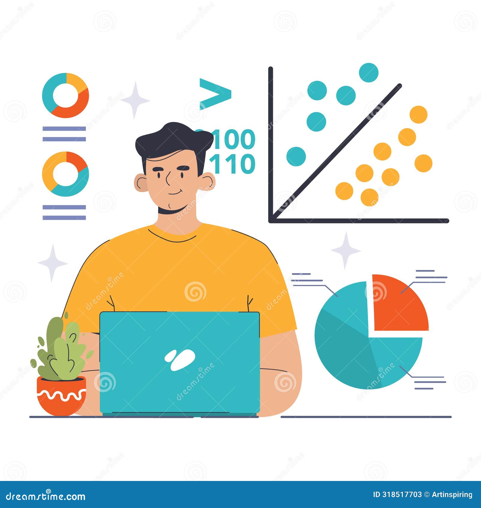 Supervised Learning Concept. Flat Vector Stock Vector - Illustration of ...