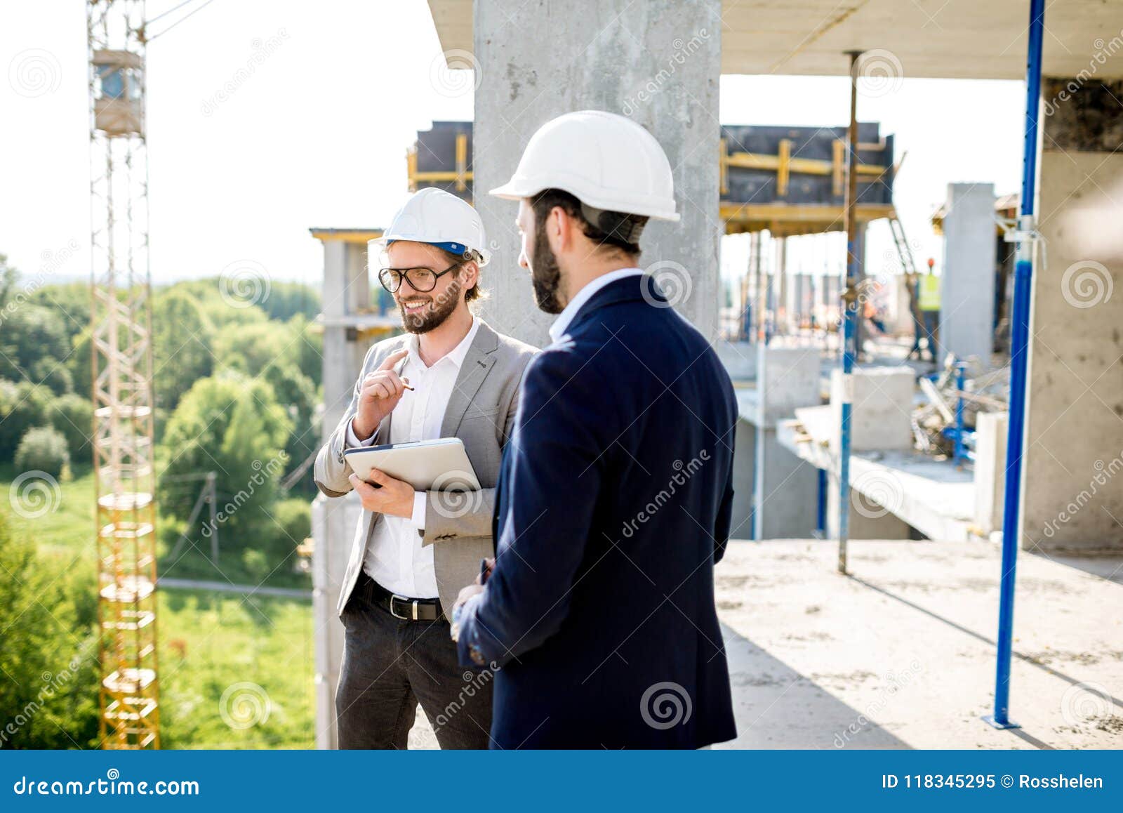 Supervising the Process of House Construction Stock Image - Image of ...