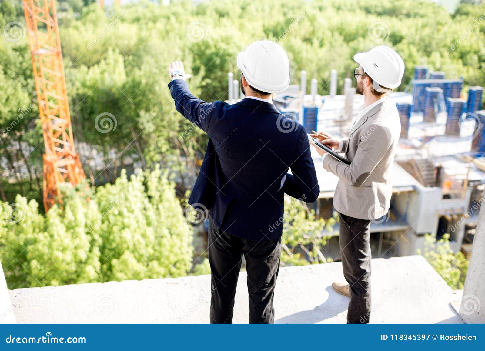 Supervising the Process of House Construction Stock Image - Image of ...
