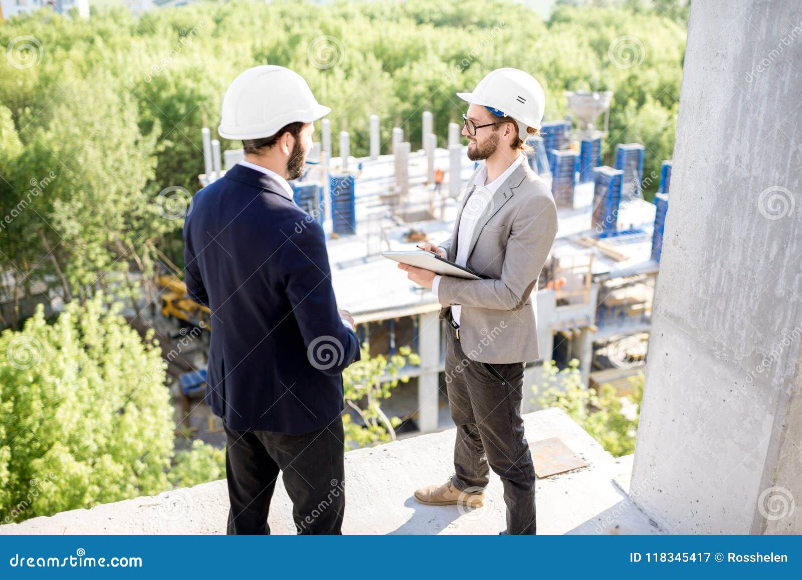 Supervising the Process of House Construction Stock Image - Image of ...