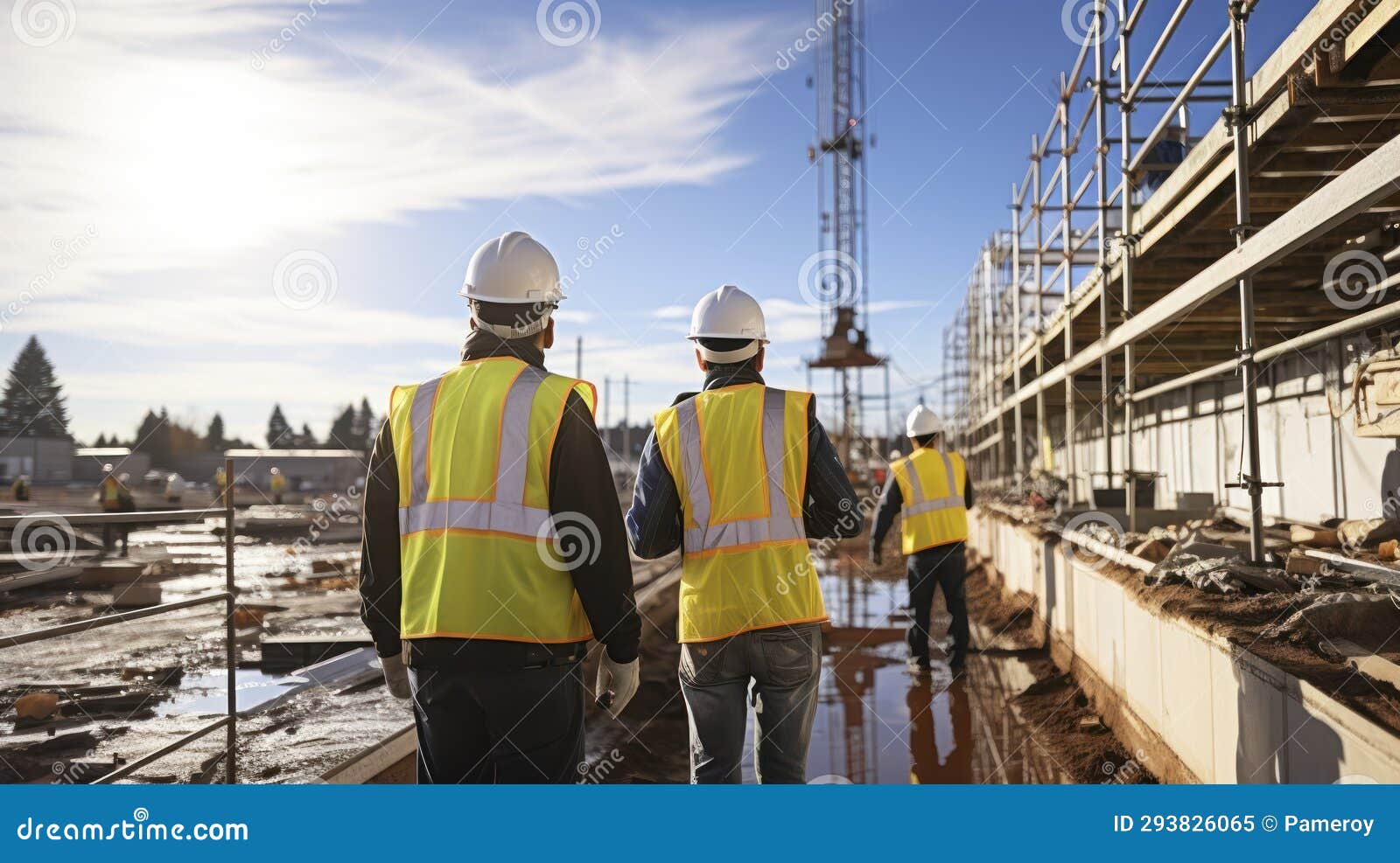 Supervision of the Construction Site. Generative AI Stock Illustration ...