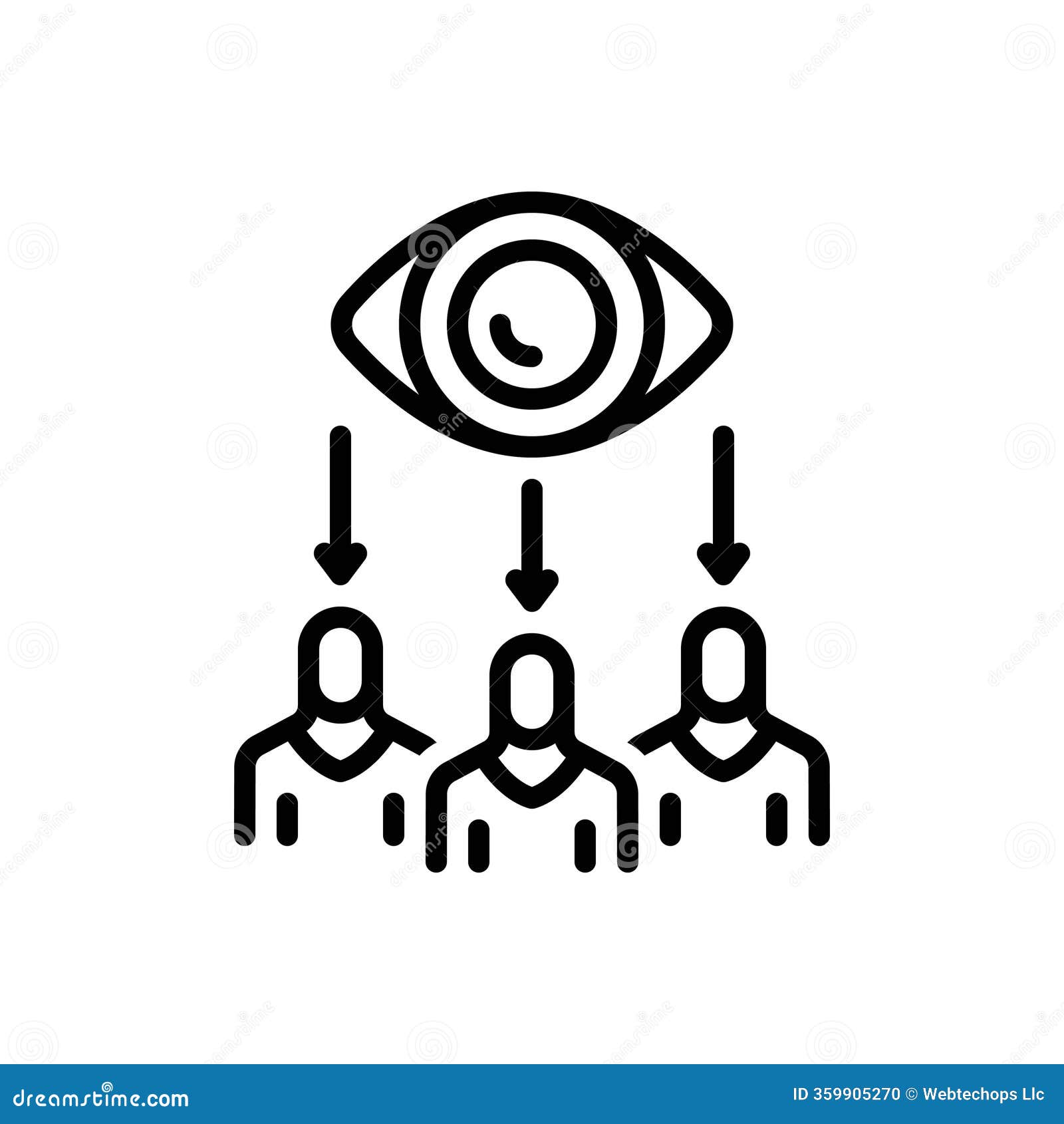 Black Line Icon For Supervision, Overseeing And Inspection Vector ...