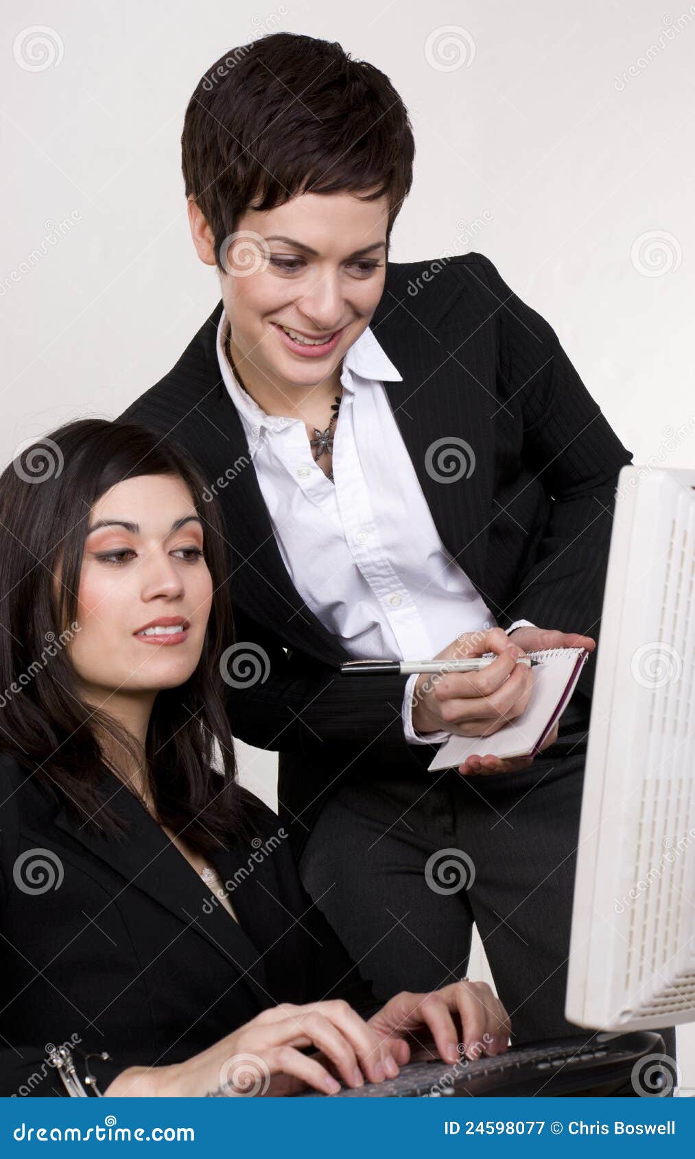 Supervisor Checks Computer Work Female Subordinate Stock Image - Image ...