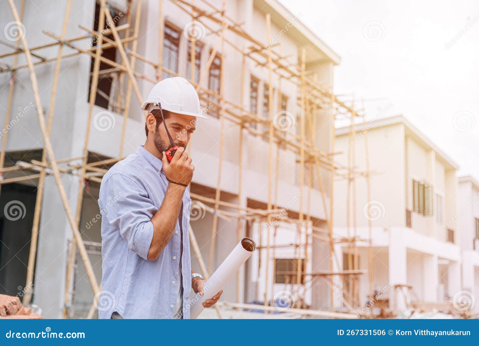 Supervisor Builder Worker Work in Construction Site. Architect Home ...